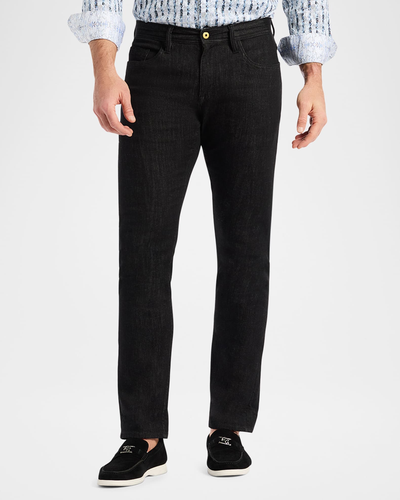 Robert Graham Men's Feragen Denim Straight Fit Five-Pocket Pants ...