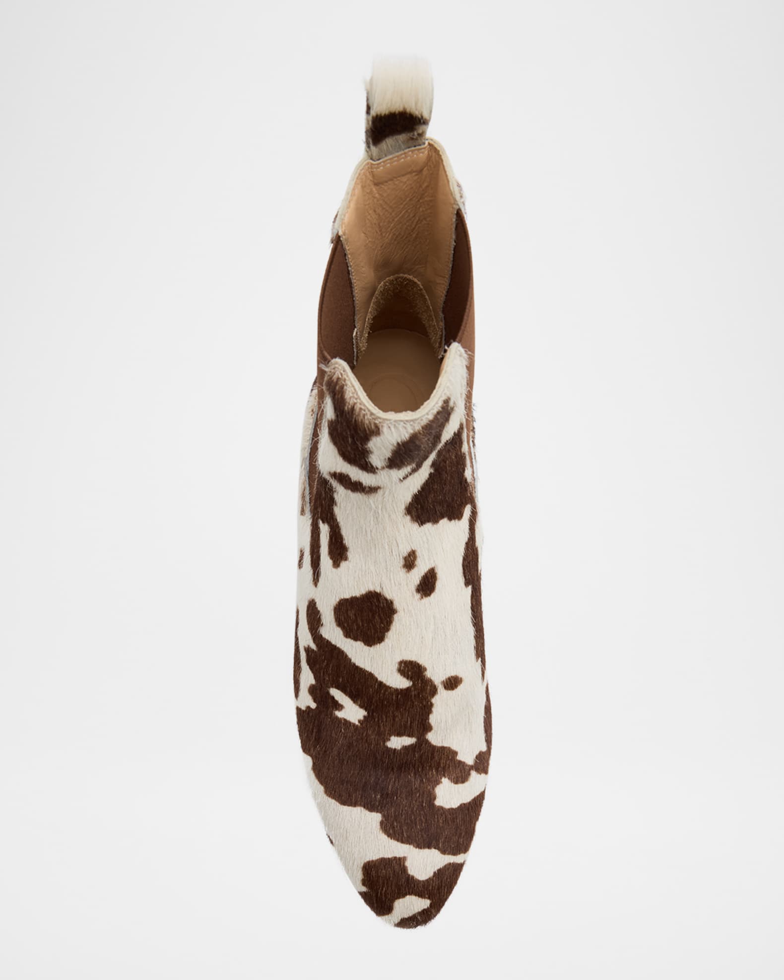 Odissi Ella Cow-Print Pony Hair Chelsea Booties | Neiman Marcus