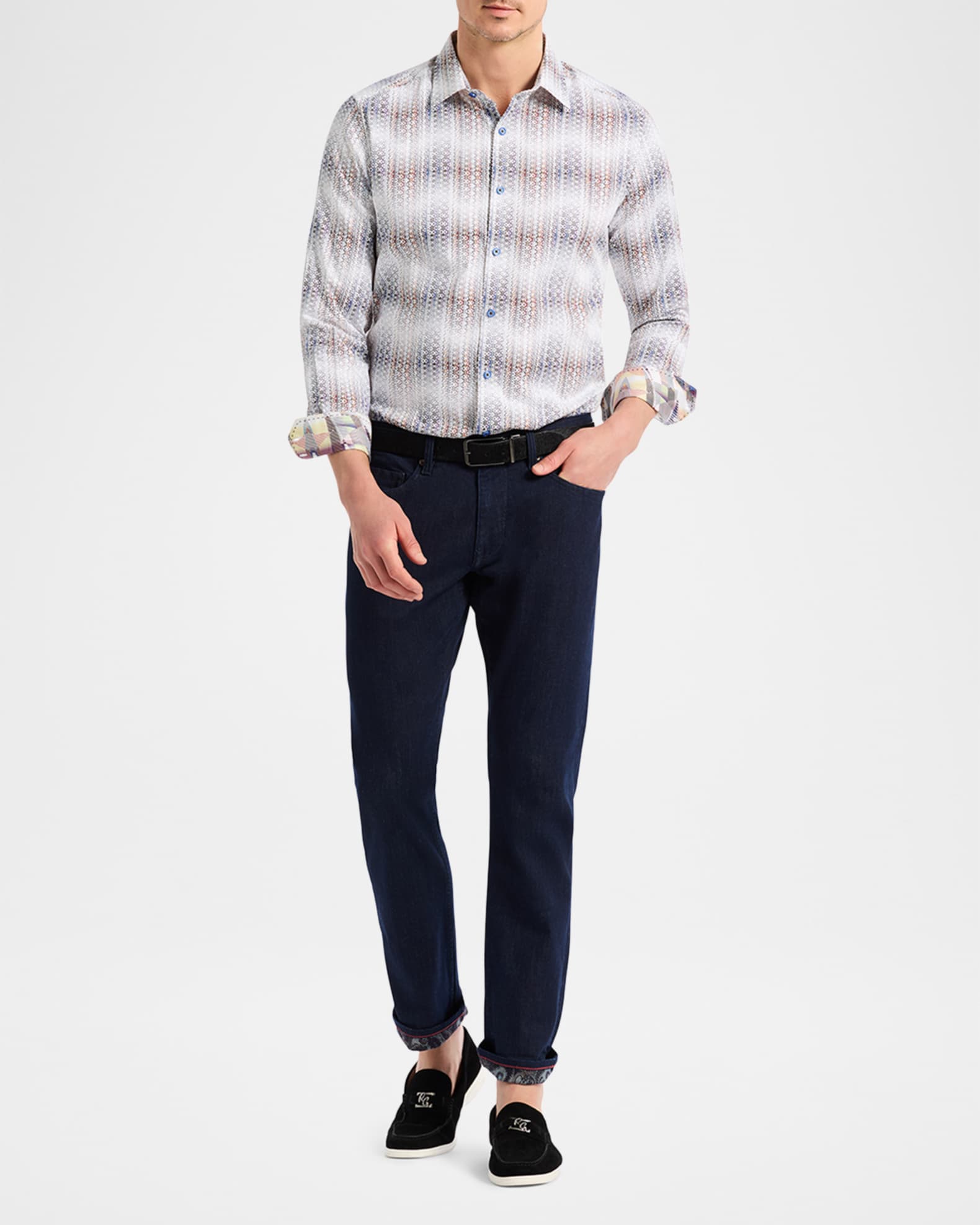 Robert Graham Men's Gottsman Denim Straight Fit Five-Pocket Pants ...