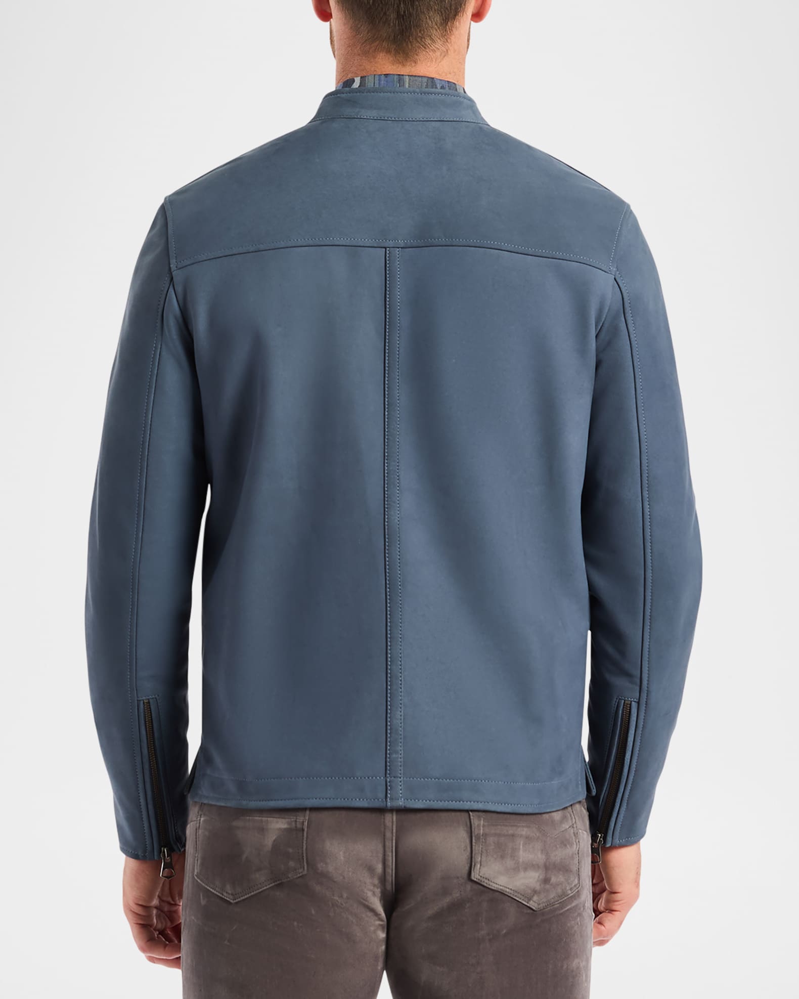 Robert Graham Men's Artino Leather Band-Collar Race Jacket | Neiman Marcus