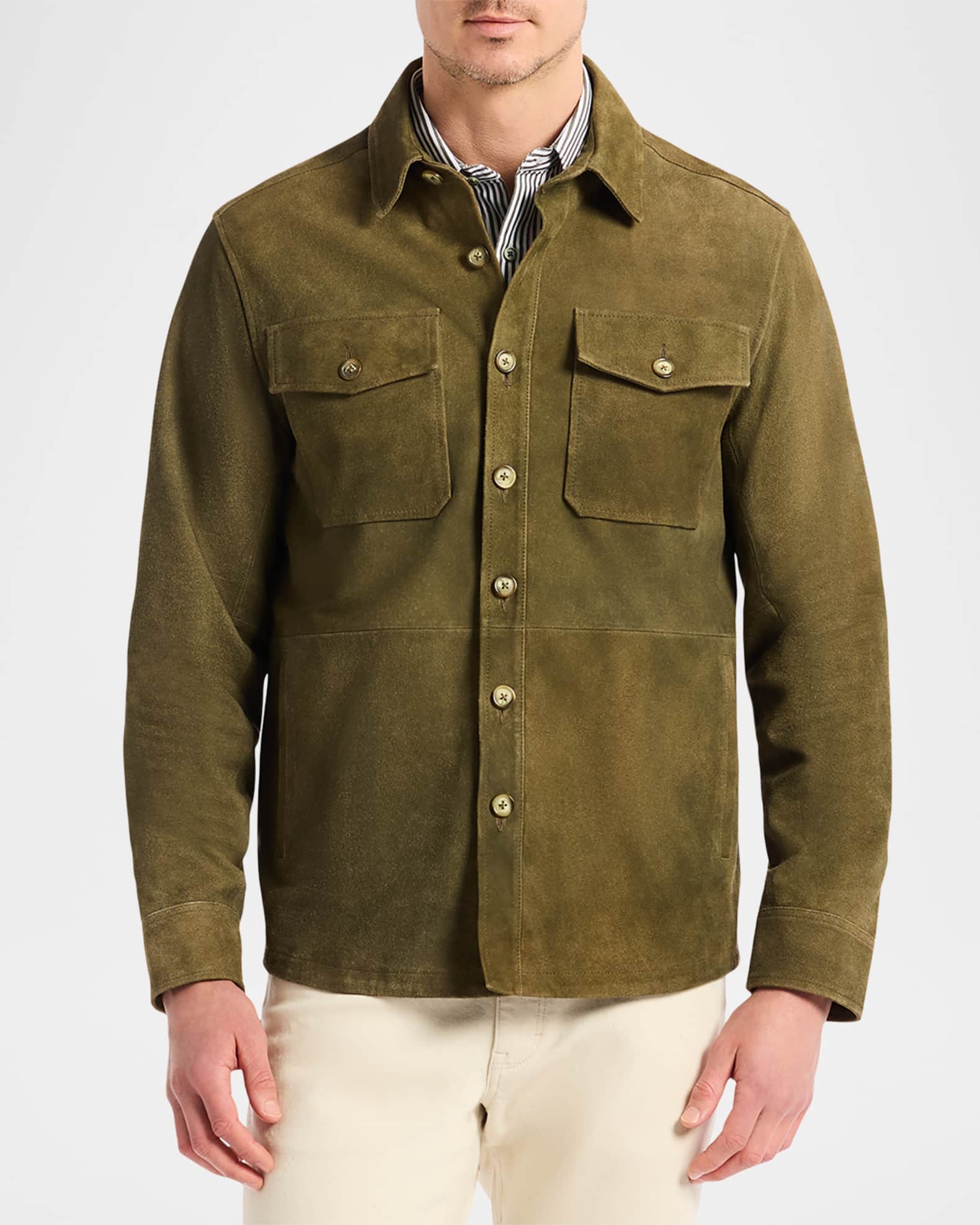 Robert Graham Men's Manzo Suede Flap-Pocket Field Jacket | Neiman Marcus