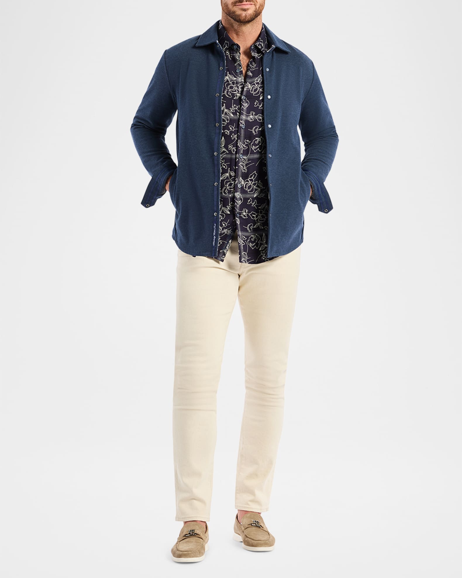 Robert Graham Men's Kellan Knit Snap-Front Shirt Jacket | Neiman Marcus