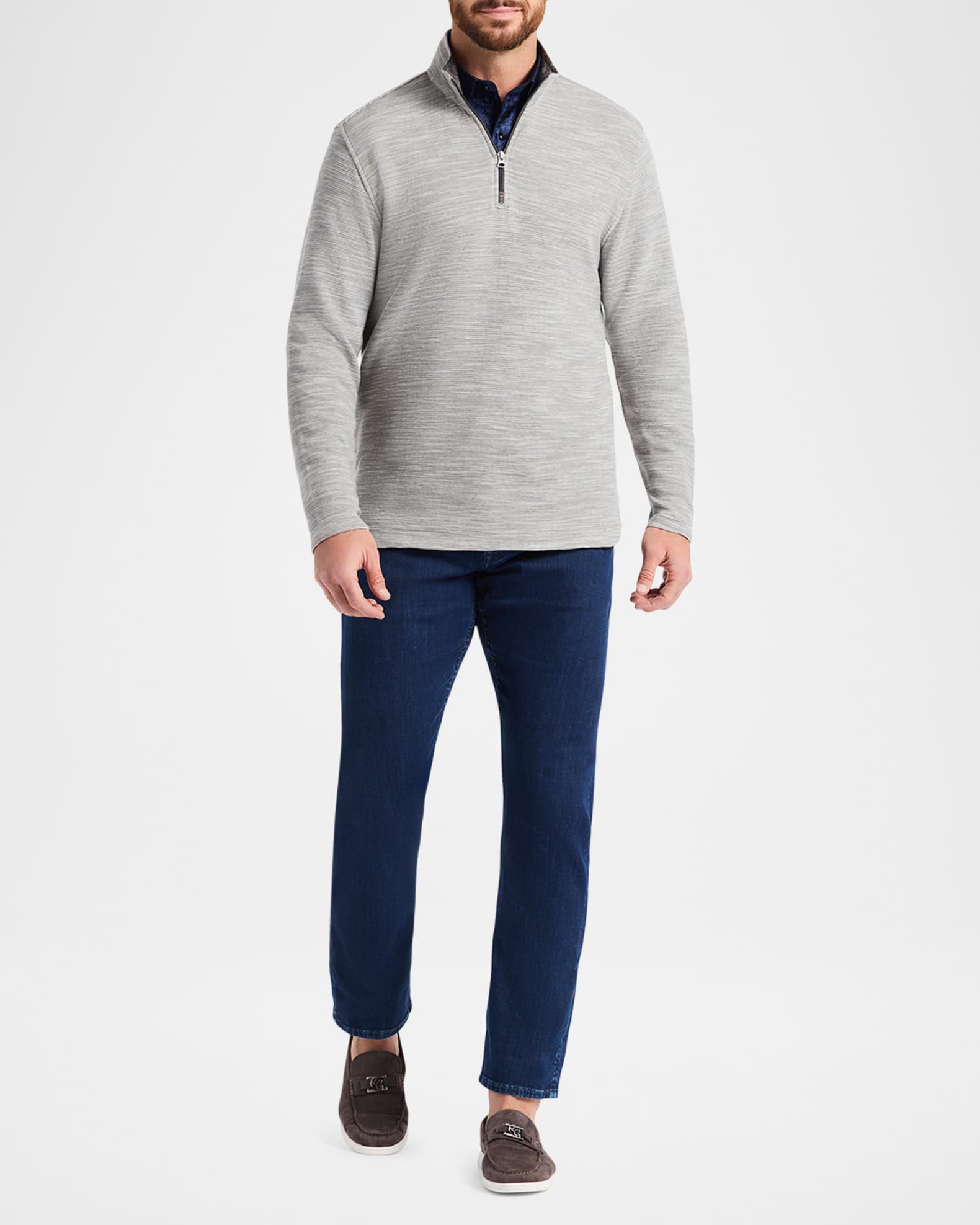 Robert Graham Men's Heathered Knit Quarter-Zip Sweater | Neiman Marcus