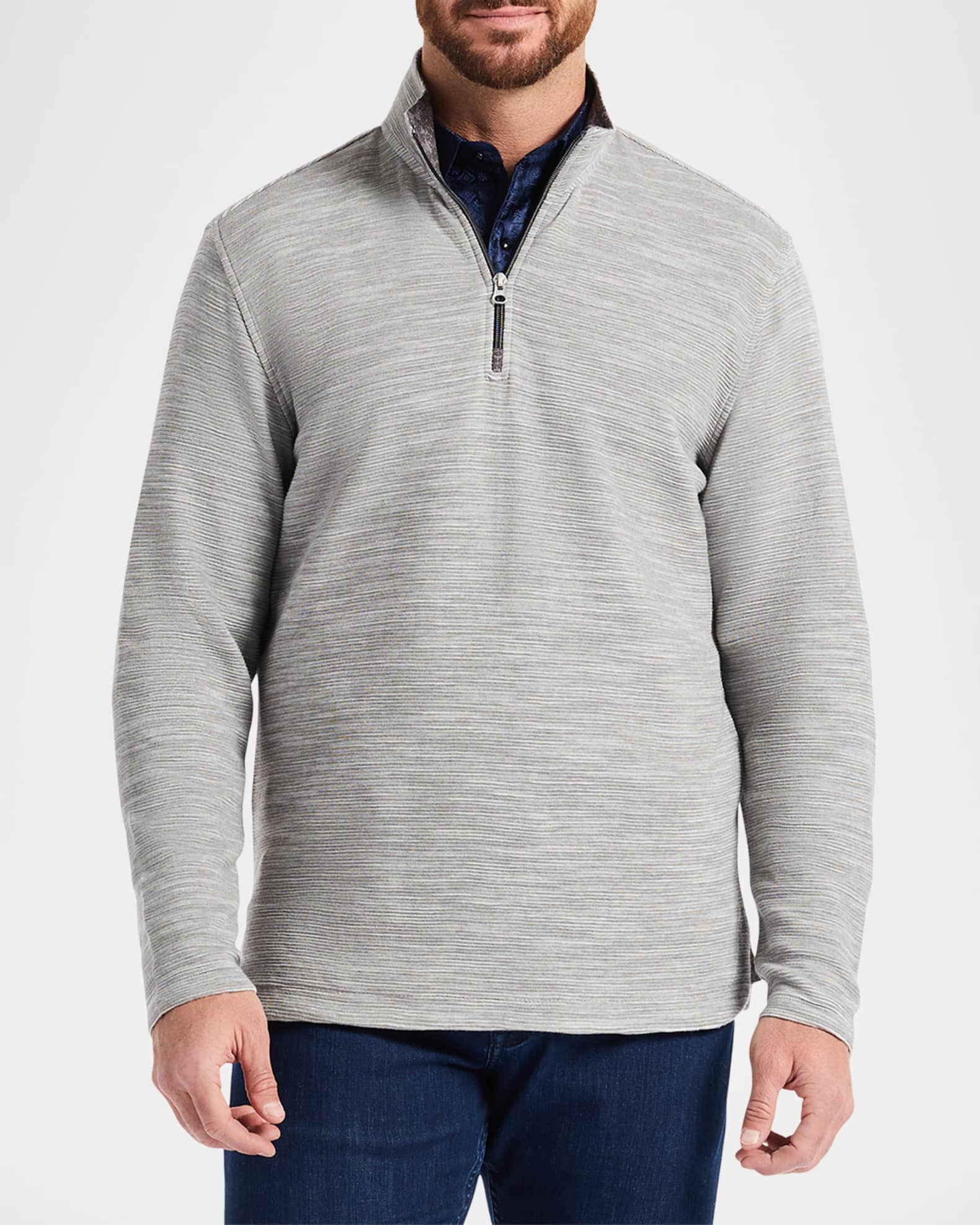 Robert Graham Men's Heathered Knit Quarter-Zip Sweater | Neiman Marcus