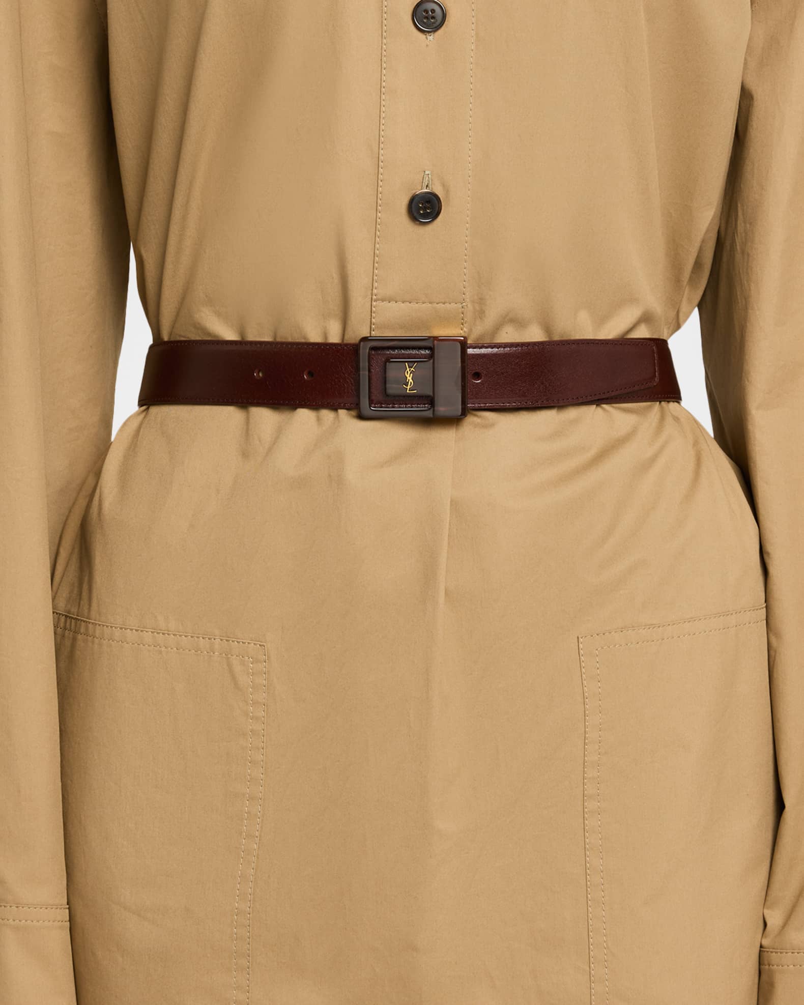 Saint Laurent YSL Buckle Leather Belt | Neiman Marcus