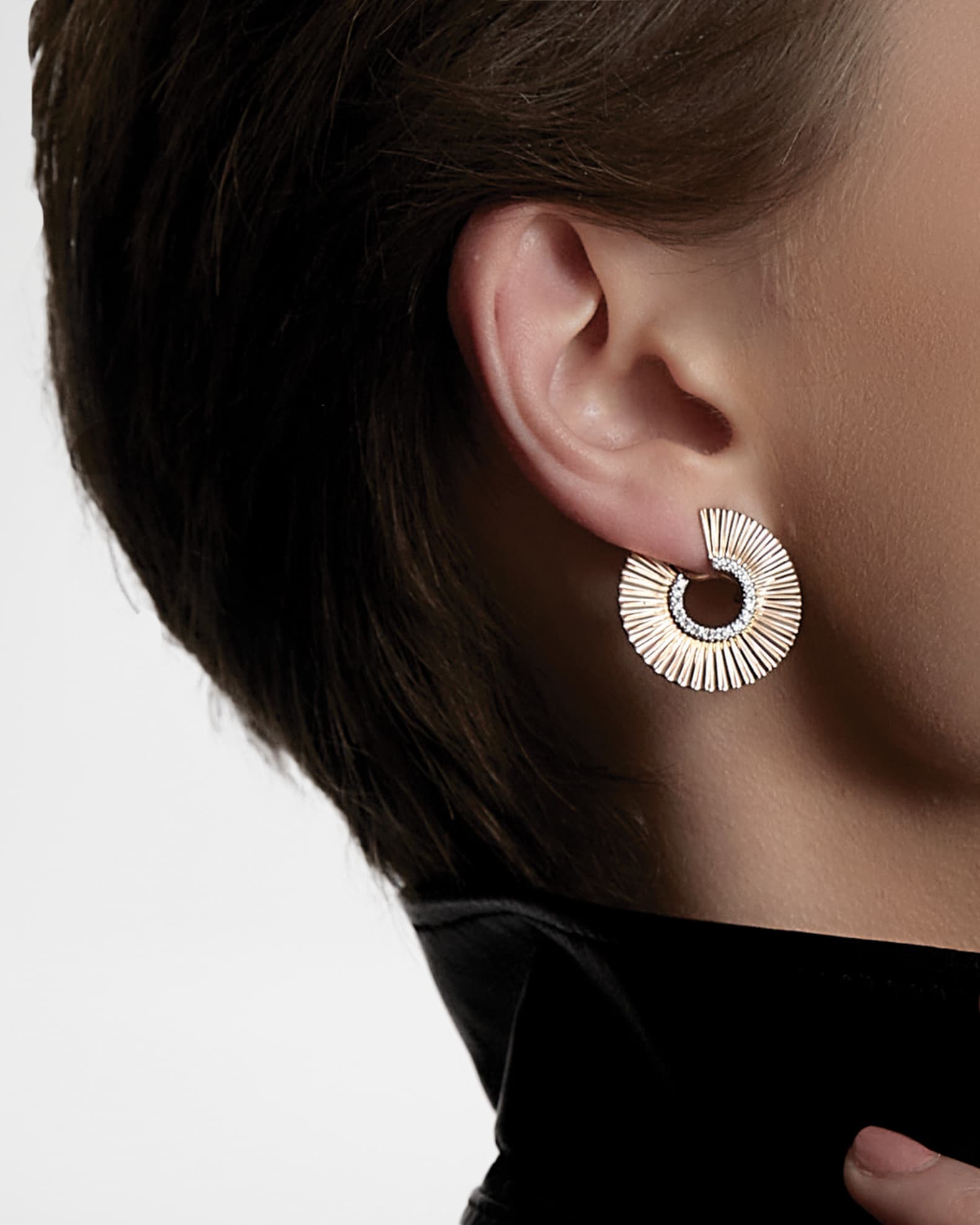 Walters Faith Clive 18K Rose Gold Fluted Front Facing Diamond Hoop ...