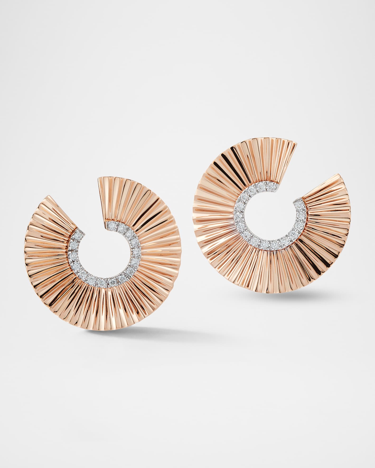 Walters Faith Clive 18K Rose Gold Fluted Front Facing Diamond Hoop ...