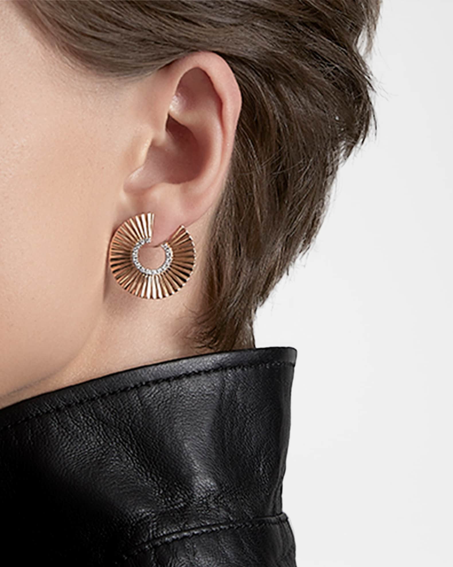 Walters Faith Clive 18K Rose Gold Fluted Front Facing Diamond Hoop ...