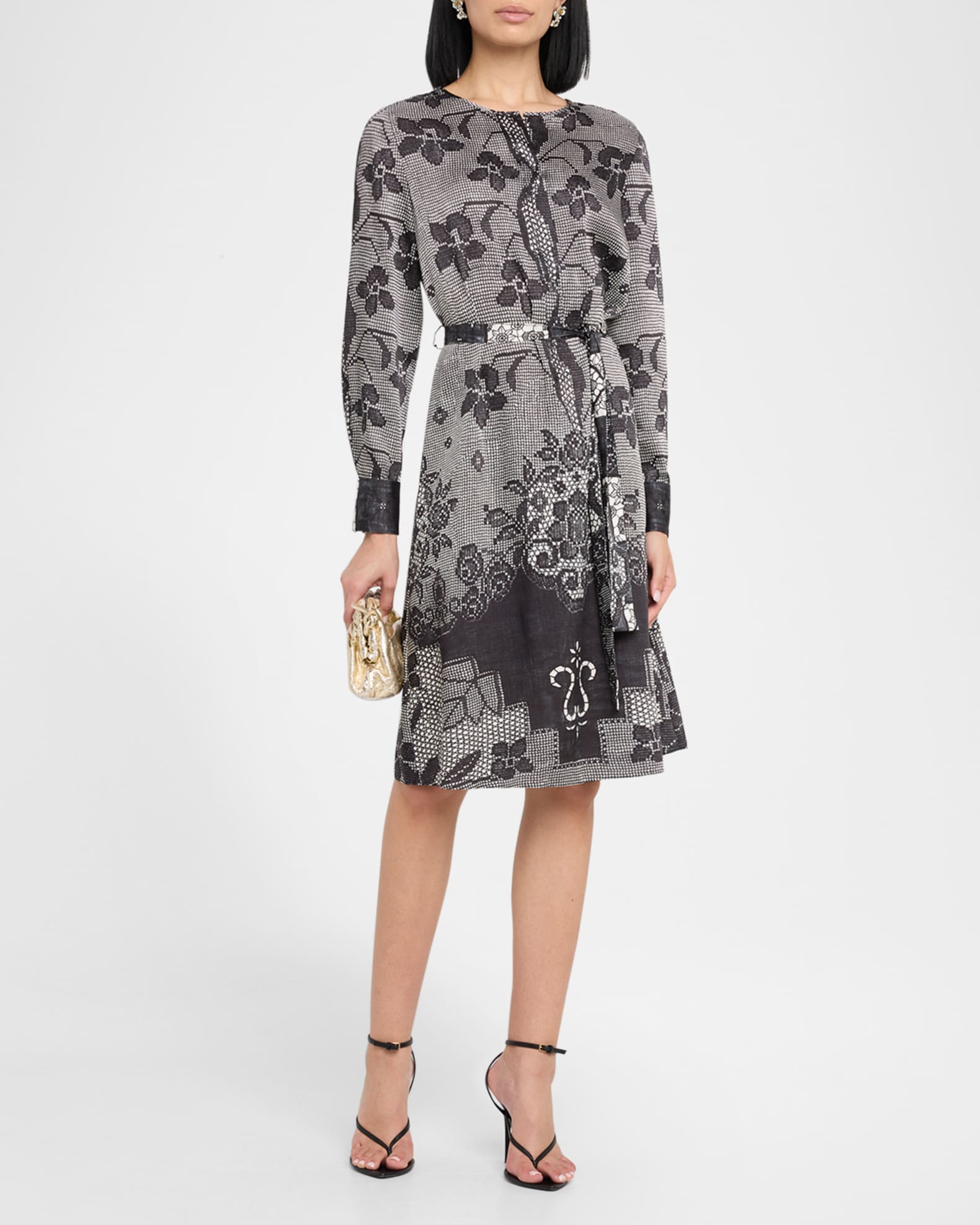 Michelle Floral Lace-Print Dress | Neiman Marcus
