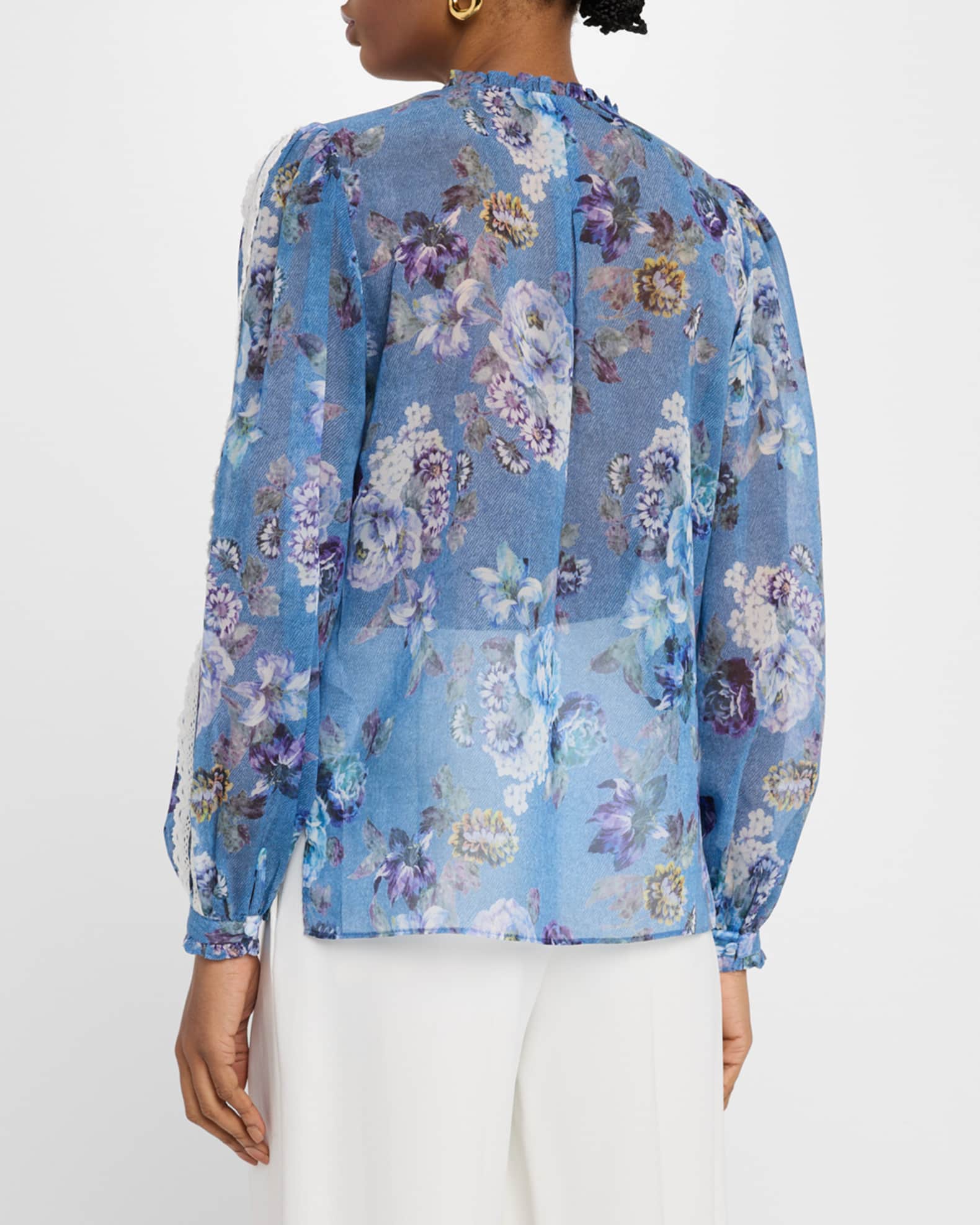 Kobi Halperin Ingrid Pintuck Floral-Print Blouse | Neiman Marcus