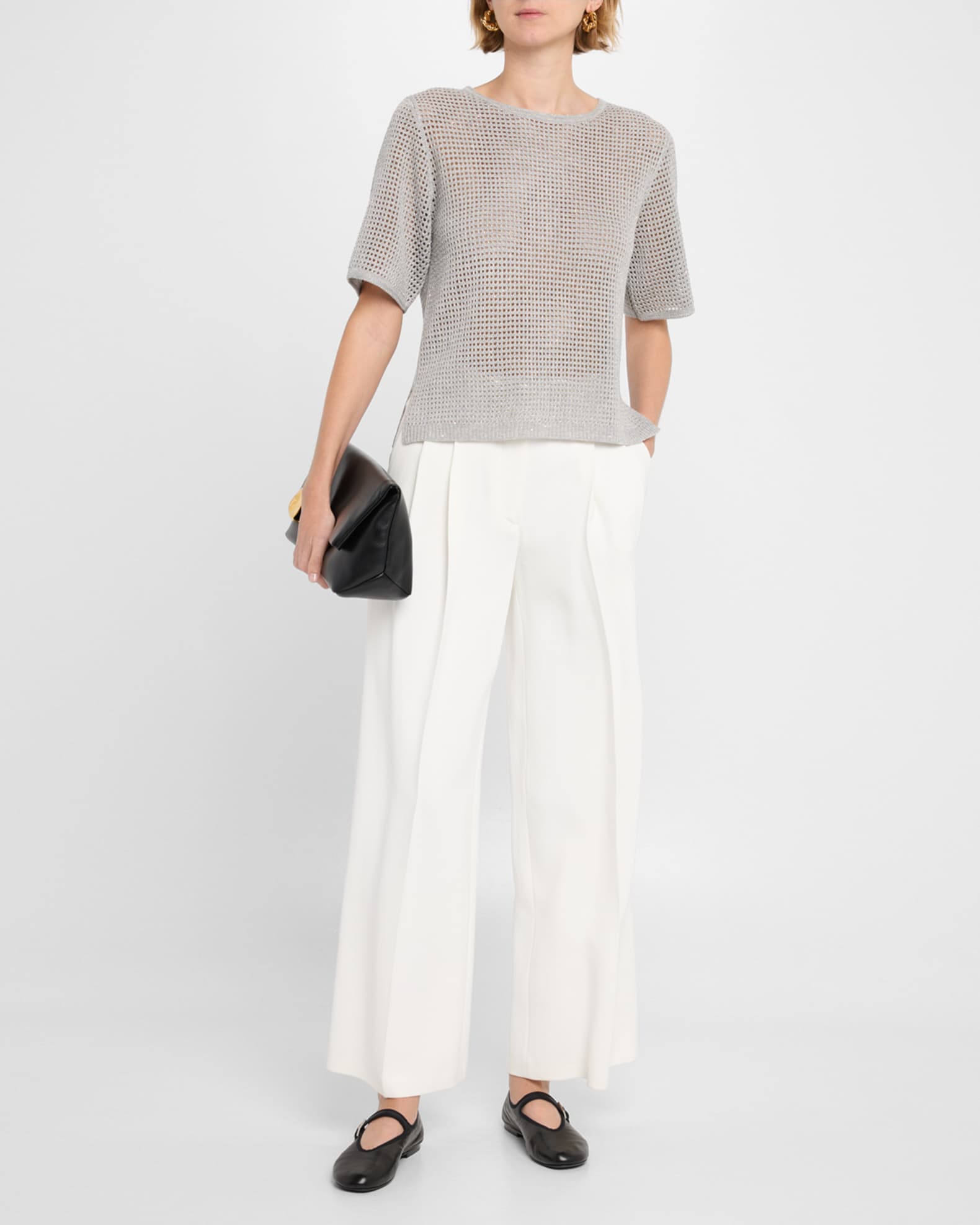 Kobi Halperin Crewneck Mesh-Knit Sweater | Neiman Marcus