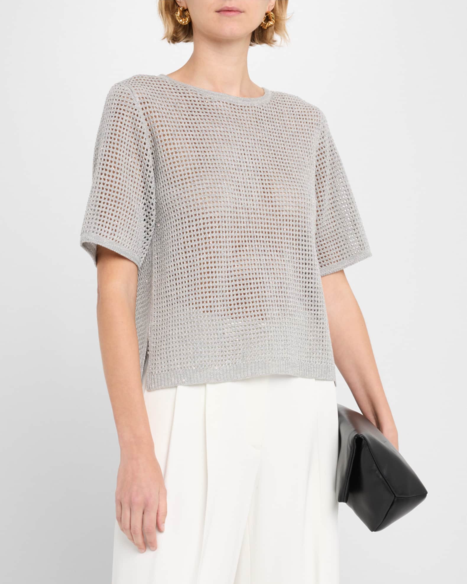 Kobi Halperin Crewneck Mesh-Knit Sweater | Neiman Marcus