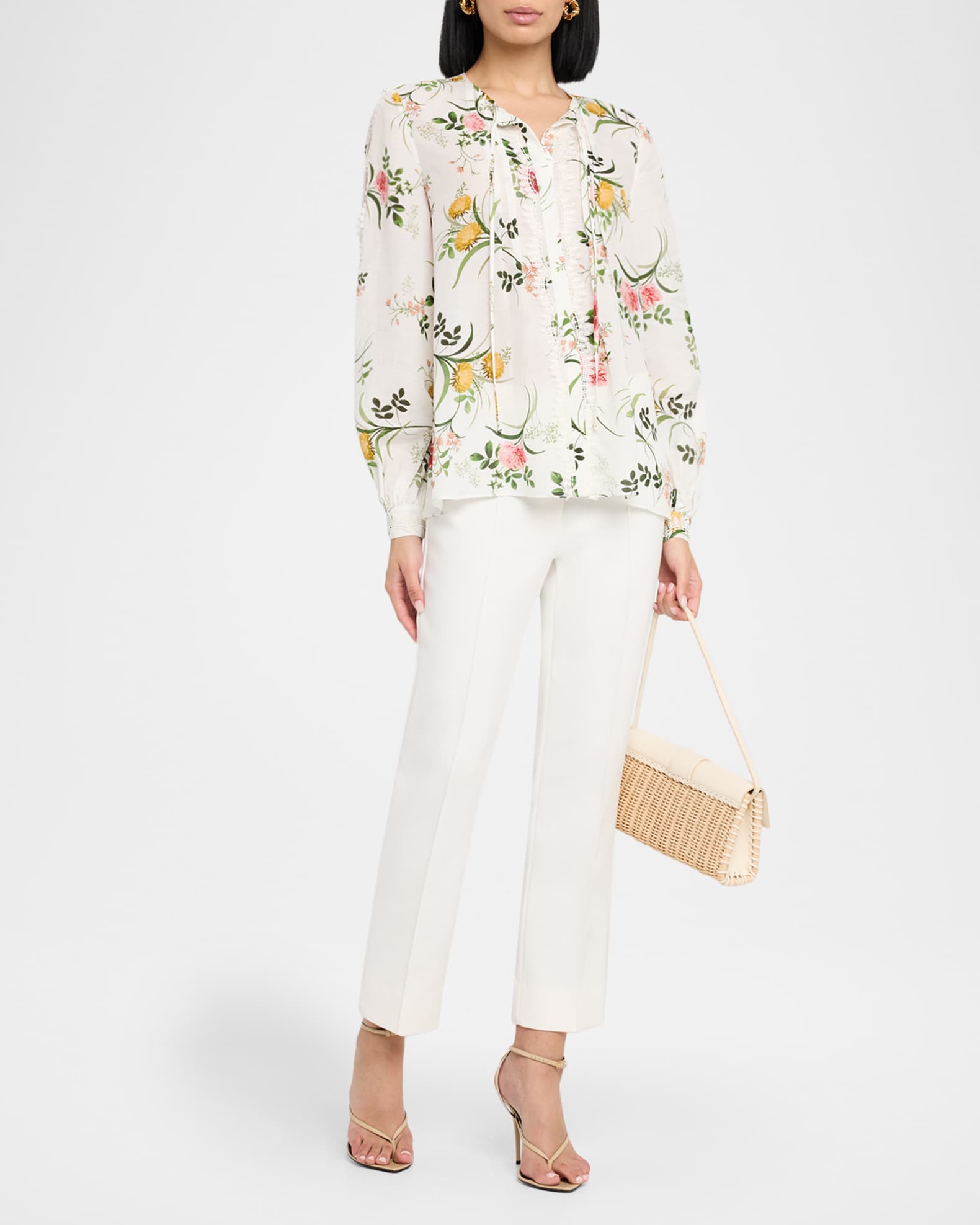 Kobi Halperin Ren Floral-Print Cutout Blouse | Neiman Marcus