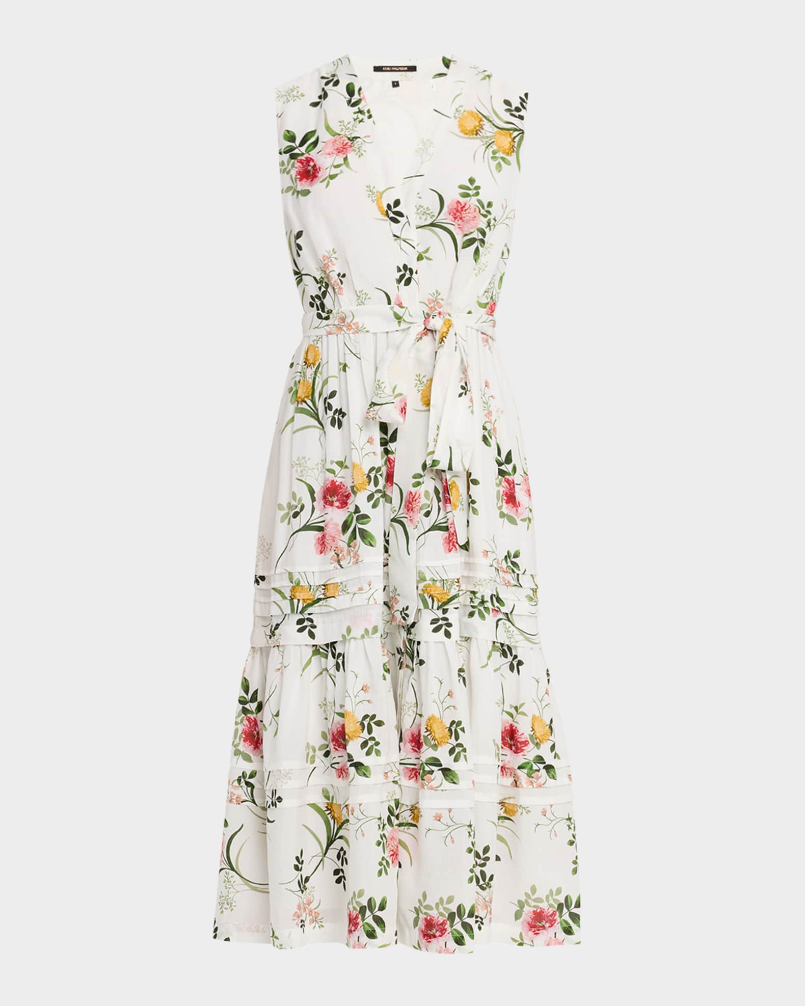 Kobi Halperin Violet Tiered Floral-Print Midi Dress | Neiman Marcus