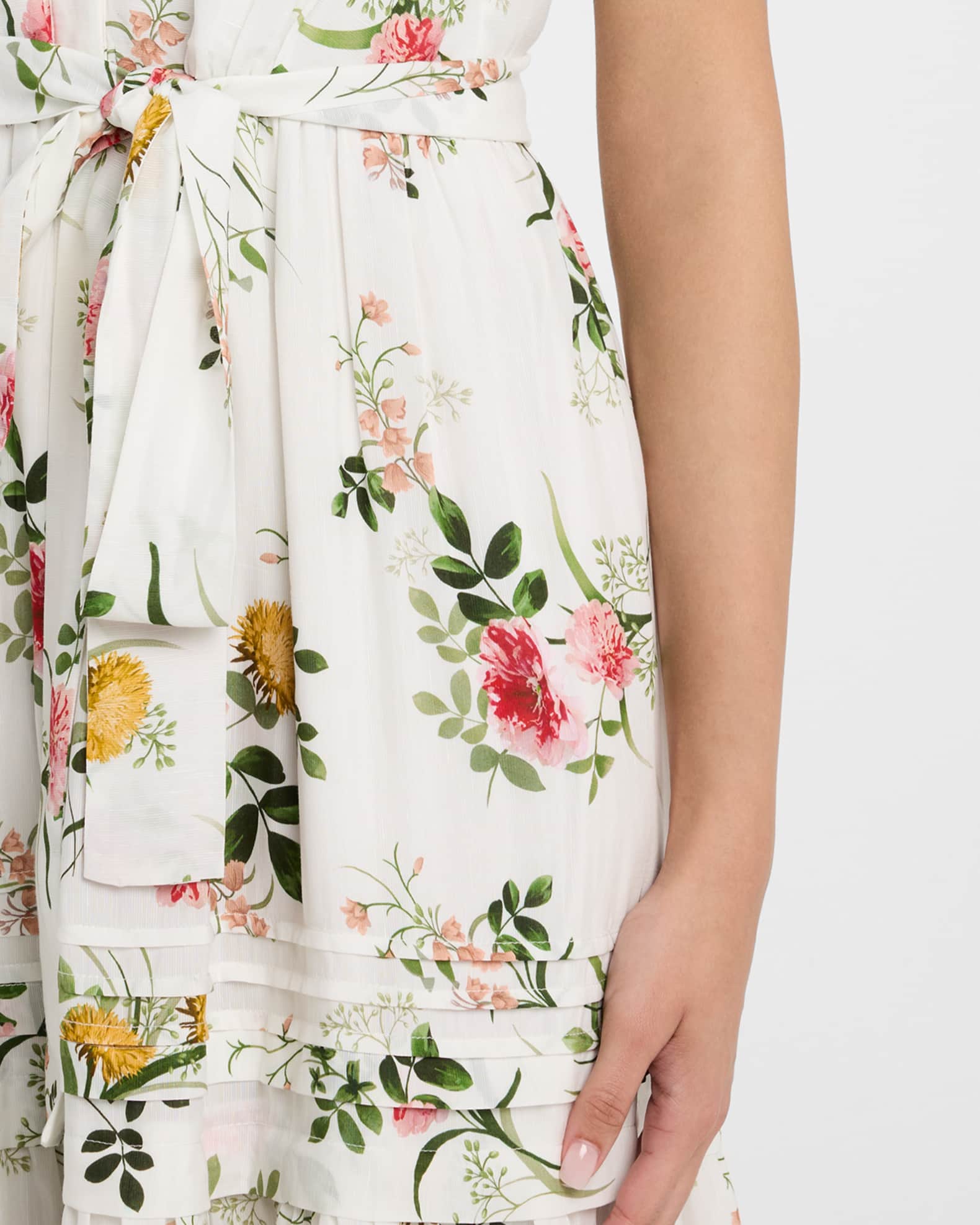 Kobi Halperin Violet Tiered Floral-Print Midi Dress | Neiman Marcus