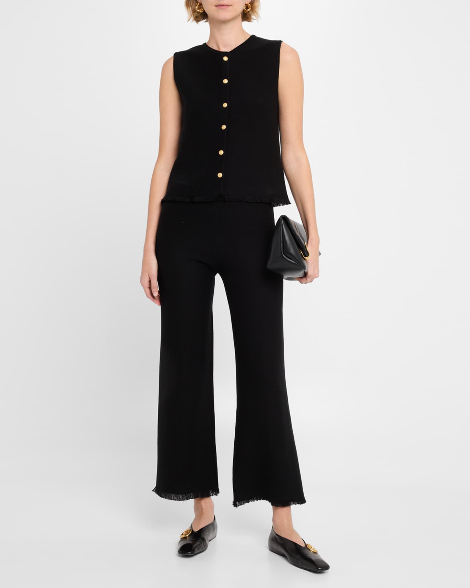 Kobi Halperin Bowen Fringe-Hem Pique Pants | Neiman Marcus