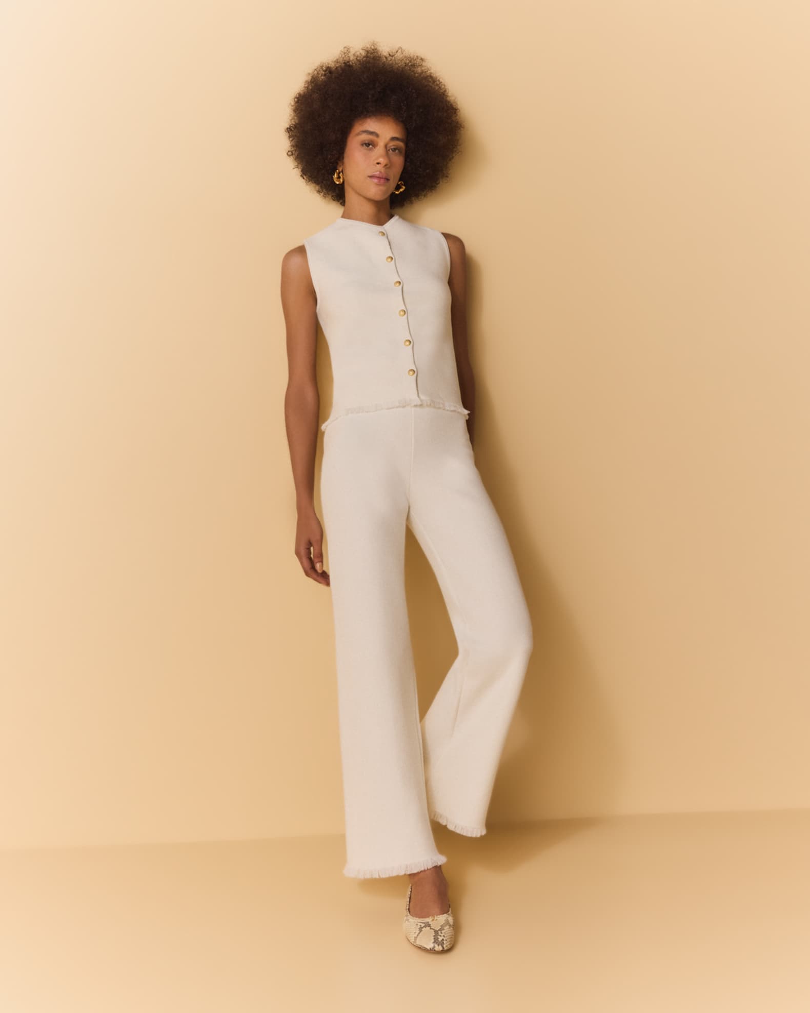Kobi Halperin Bowen Fringe-Hem Pique Pants | Neiman Marcus