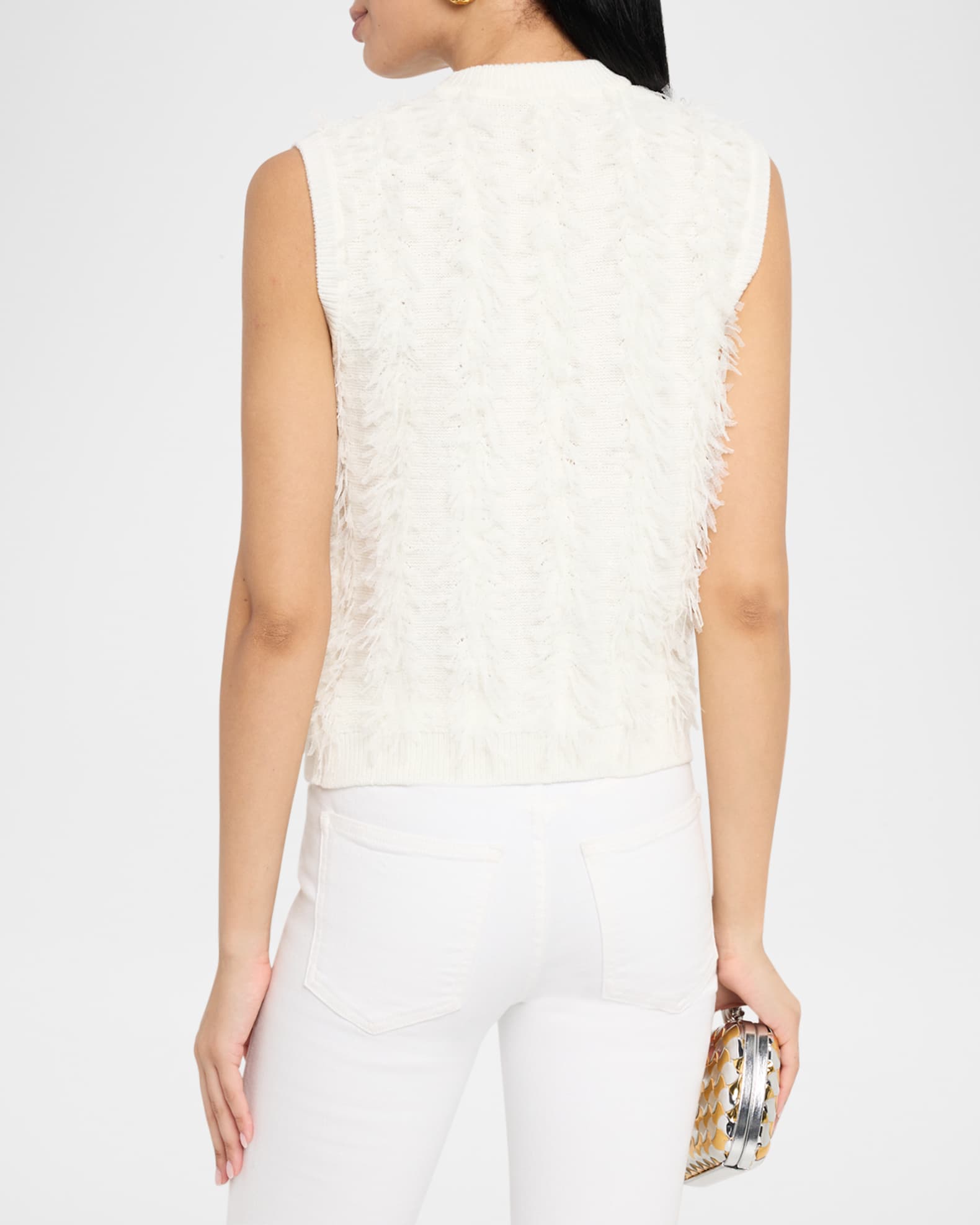 Kobi Halperin Sterling Fringe Knit Sweater Vest | Neiman Marcus