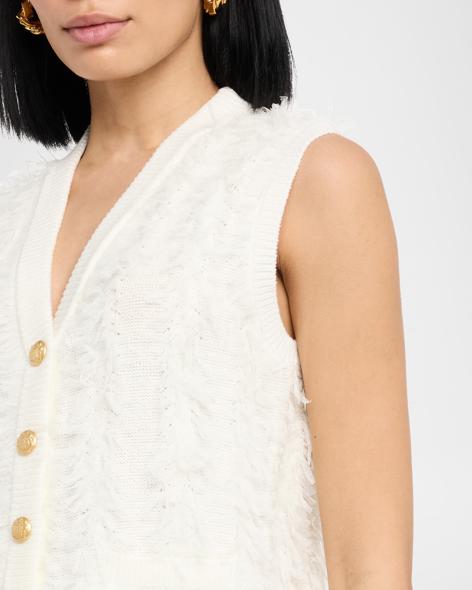 Kobi Halperin Sterling Fringe Knit Sweater Vest | Neiman Marcus
