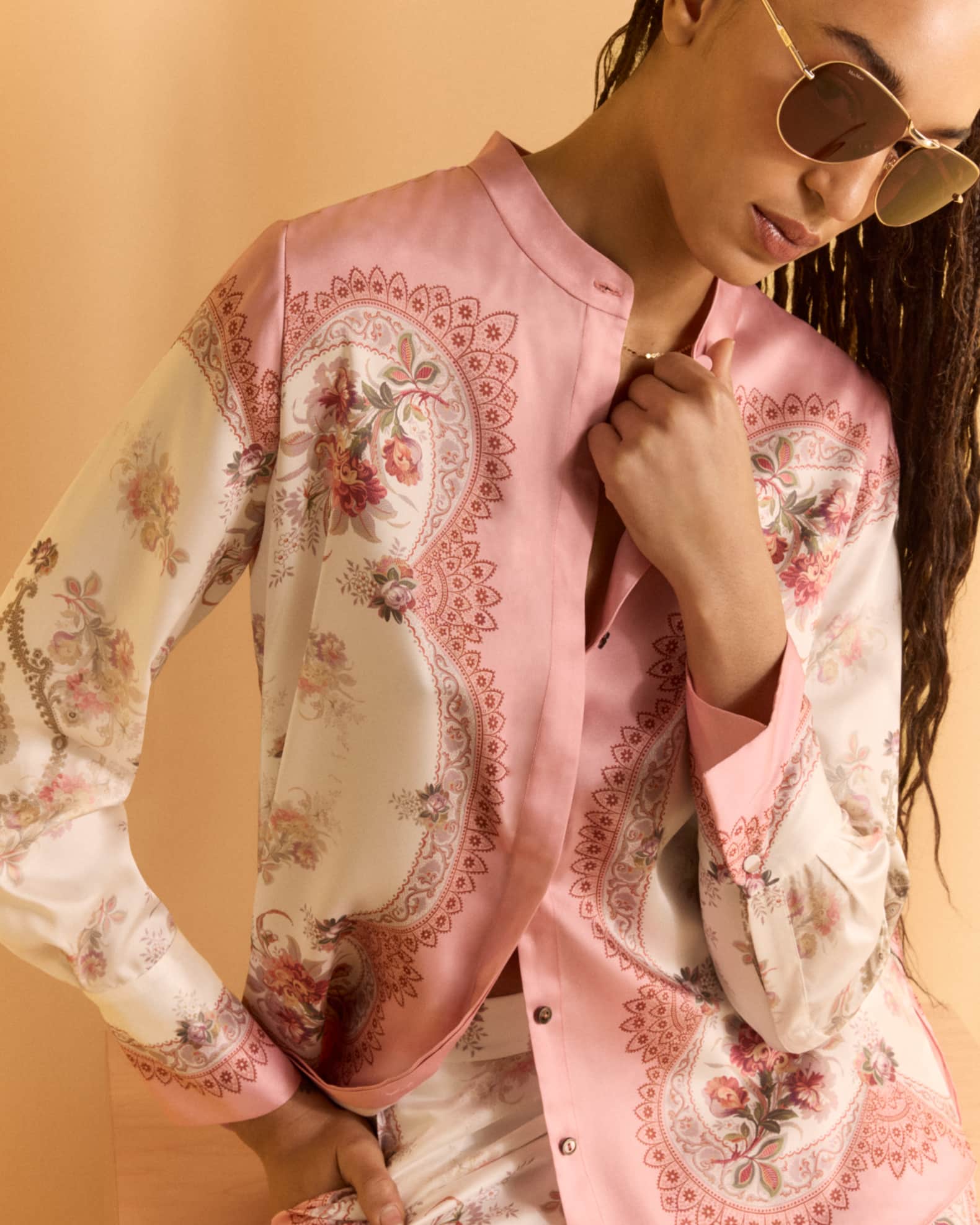 Kobi Halperin Juliette Colorblock Floral-Print Blouse | Neiman Marcus