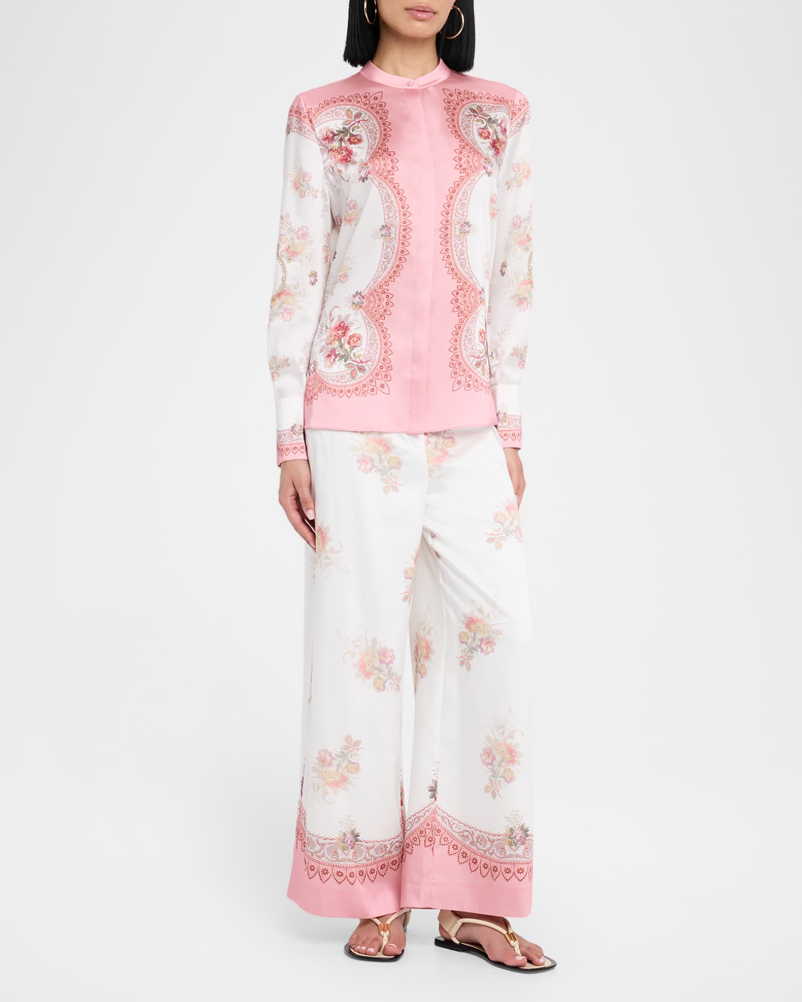 Kobi Halperin Juliette Colorblock Floral-Print Blouse | Neiman Marcus