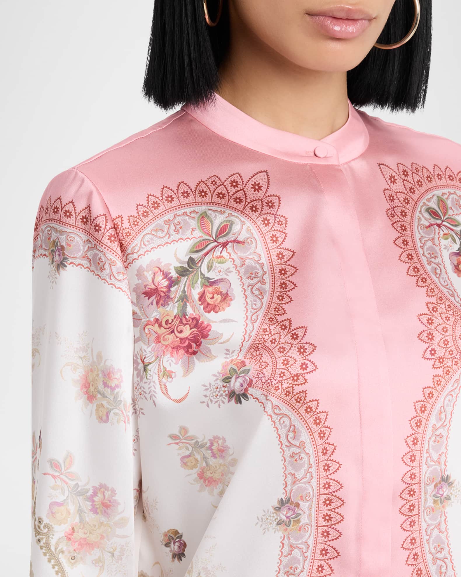 Kobi Halperin Juliette Colorblock Floral-Print Blouse | Neiman Marcus