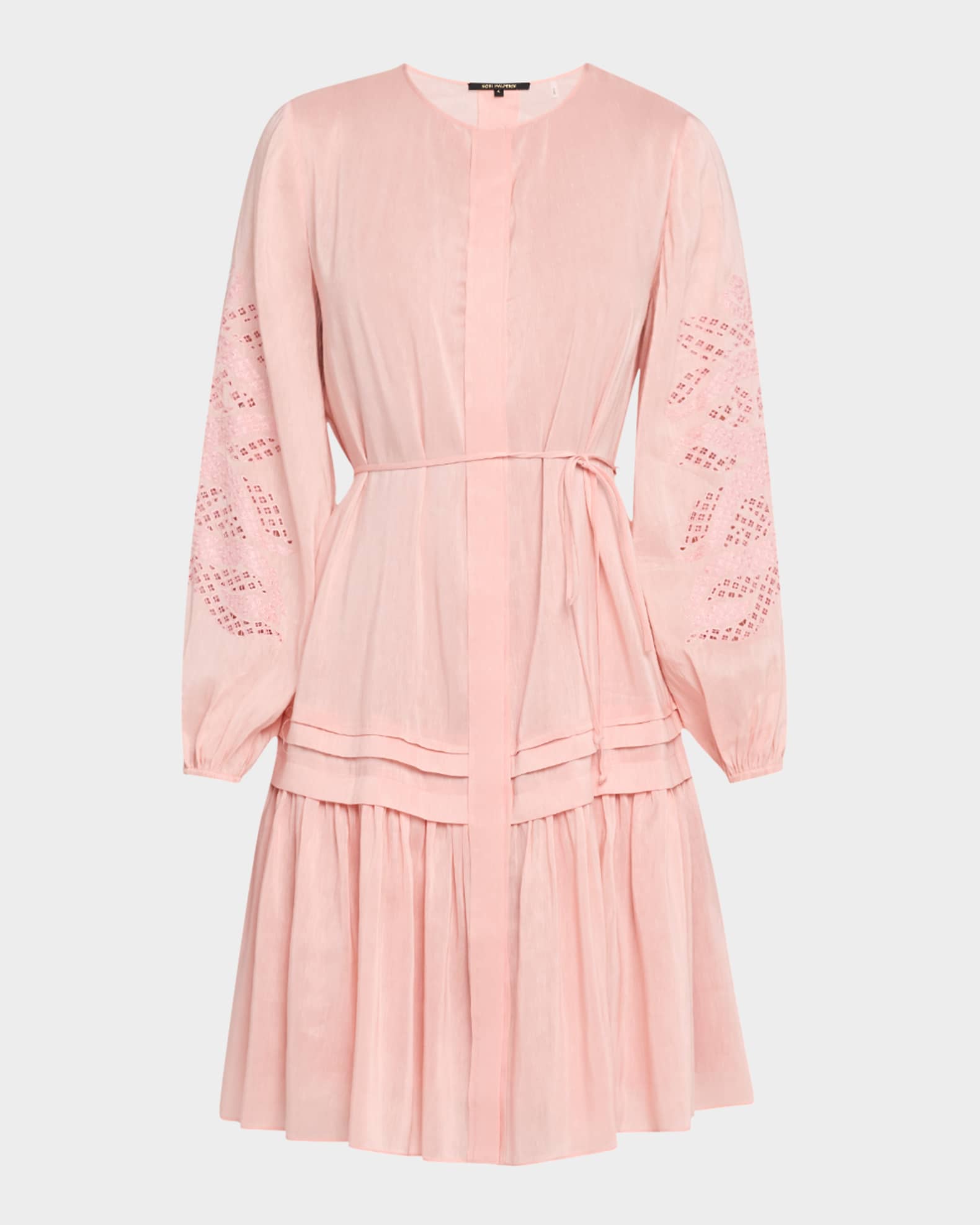Kobi Halperin Carrie Eyelet-Embroidered Flounce Midi Dress | Neiman Marcus