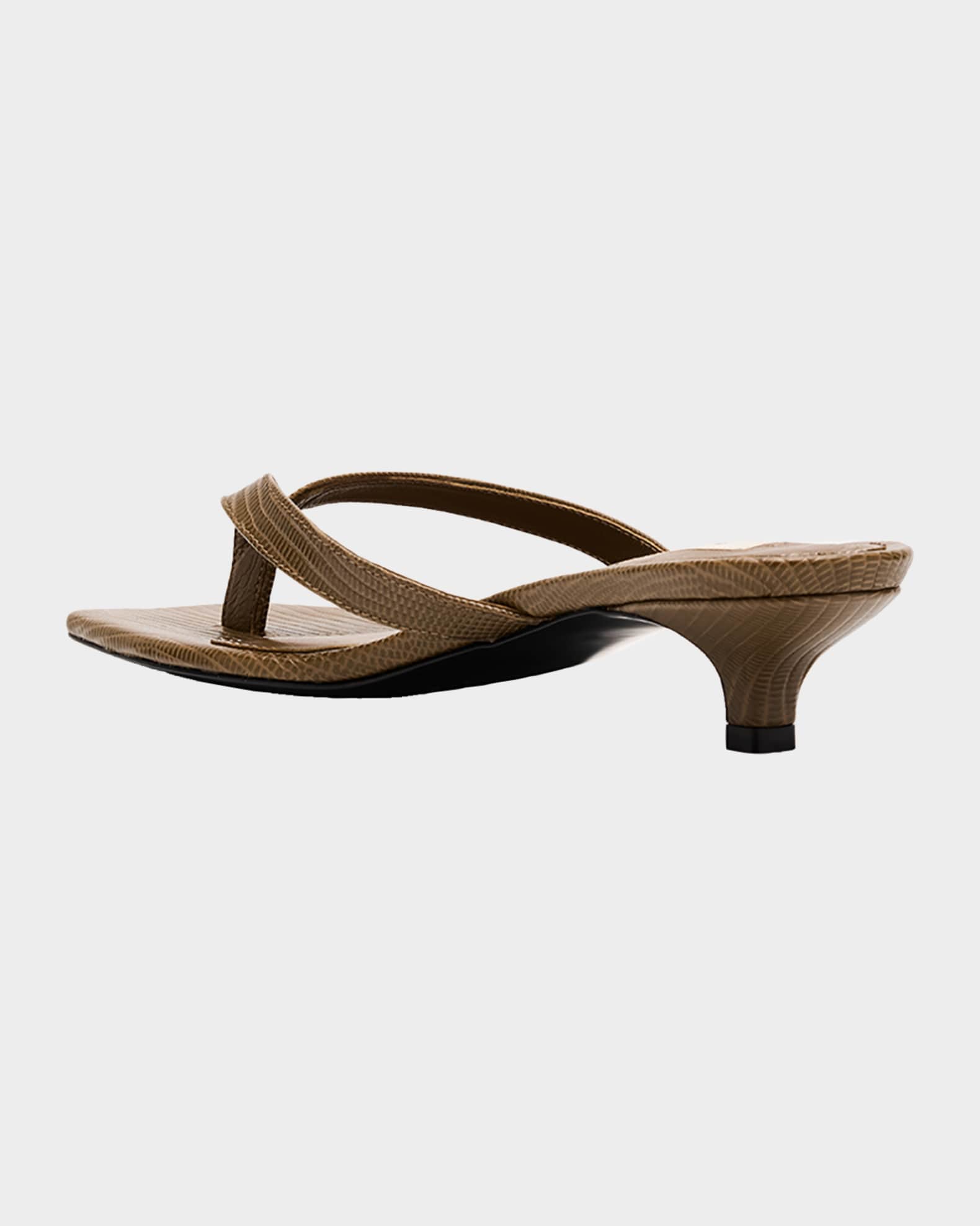 Toteme Lizard-Embossed Leather Flip Flop Sandals | Neiman Marcus
