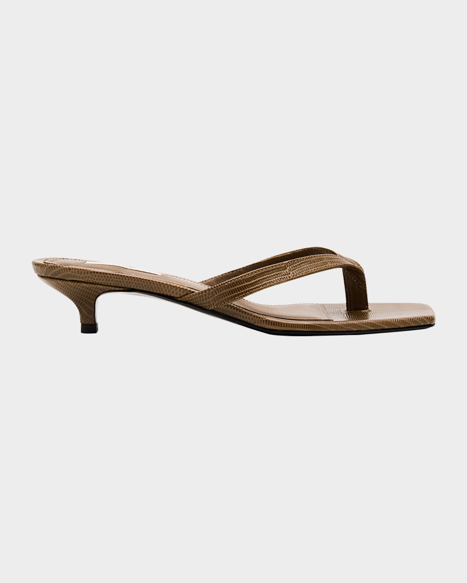 Toteme Lizard-Embossed Leather Flip Flop Sandals | Neiman Marcus