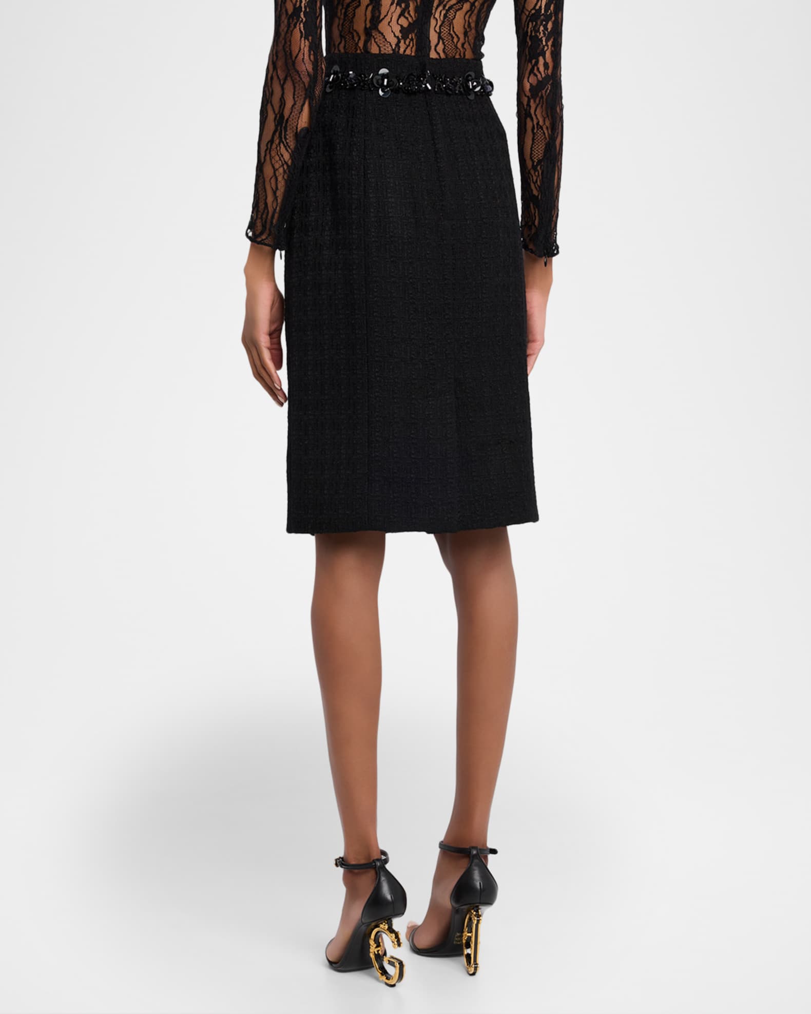 Dolce&Gabbana Sequined Stretch Matte Sheath Skirt | Neiman Marcus