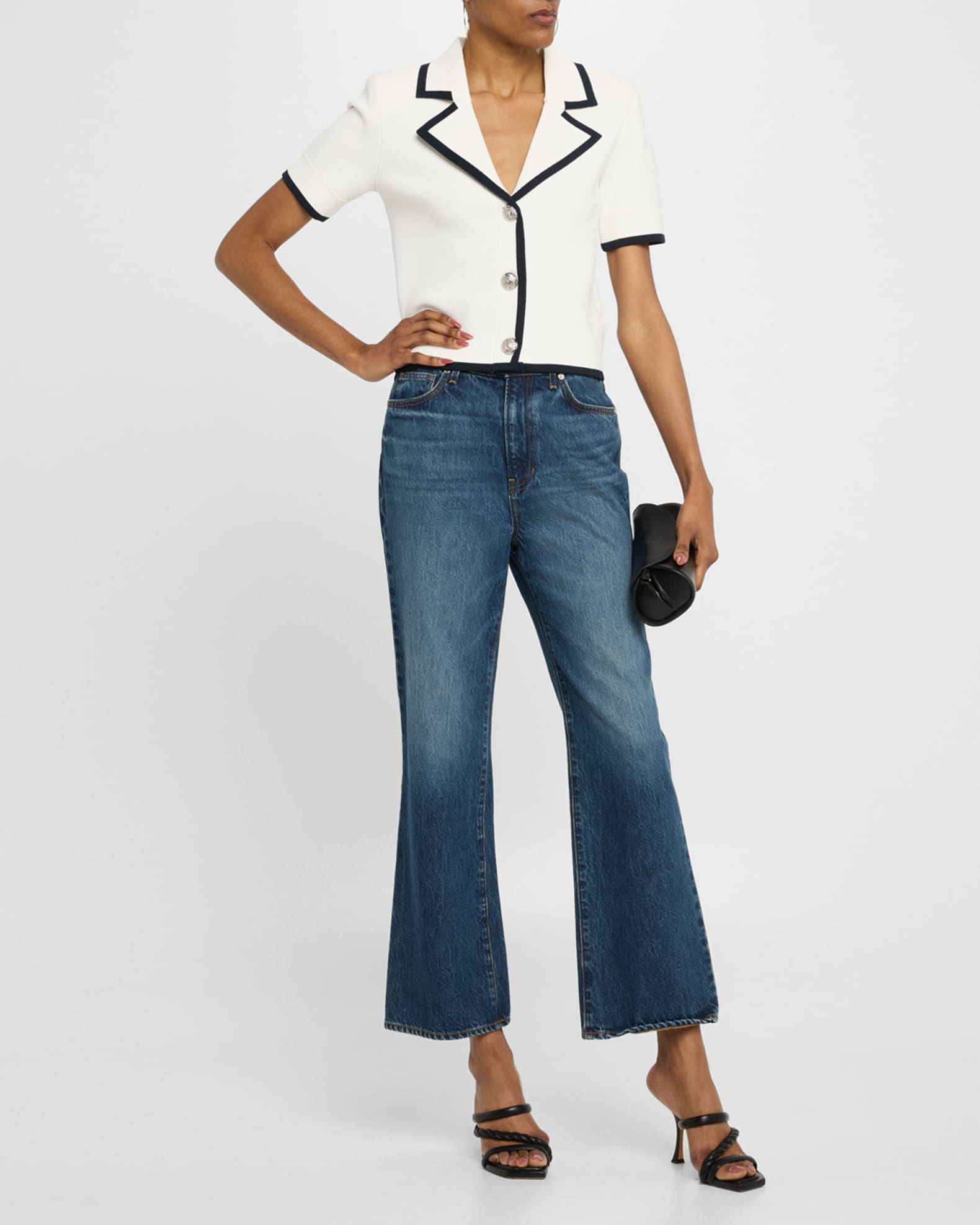 Veronica Beard Dylan High-Rise Straight Ankle Jeans | Neiman Marcus