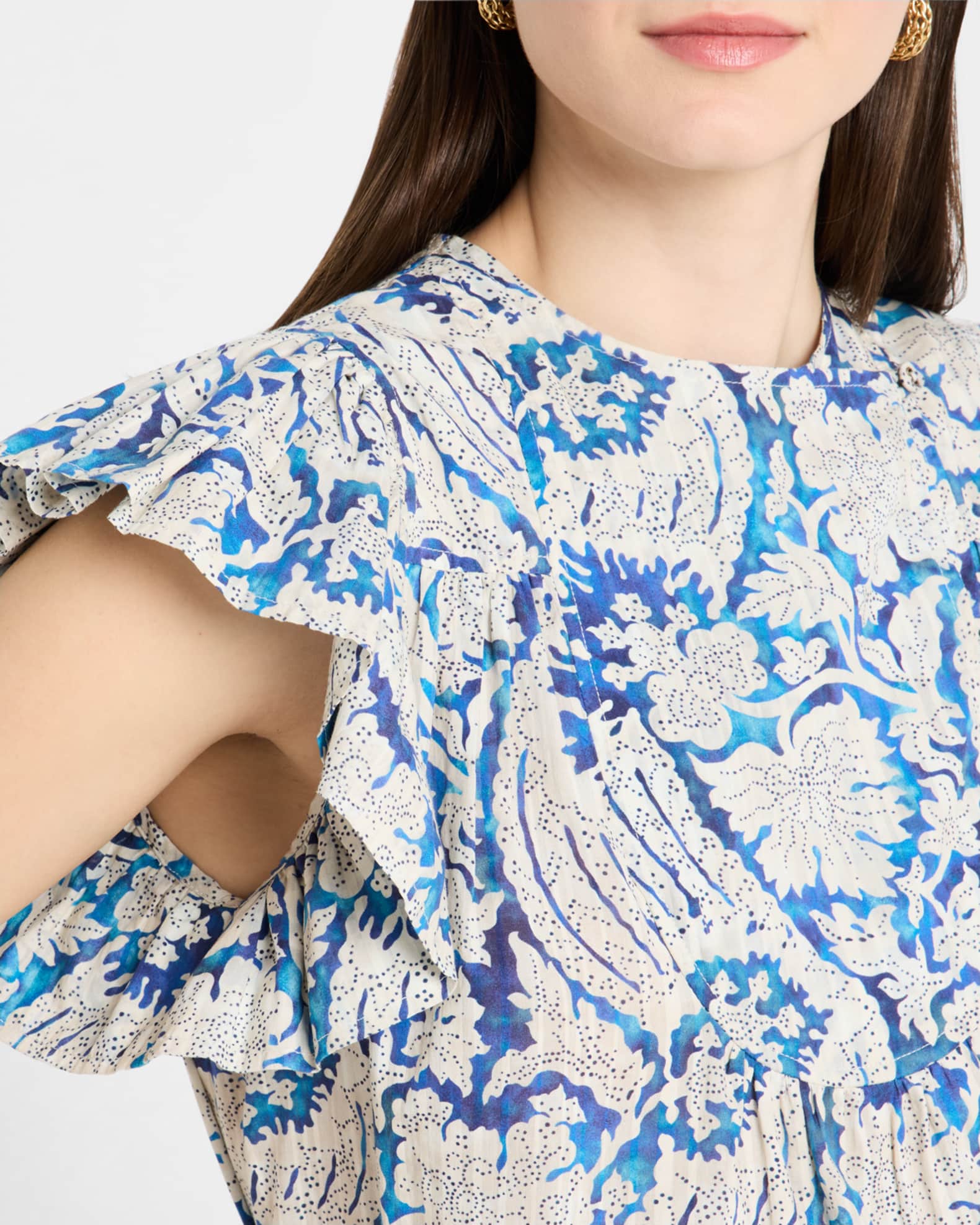 Ulla Johnson Sienna Flutter-Sleeve Blouse | Neiman Marcus