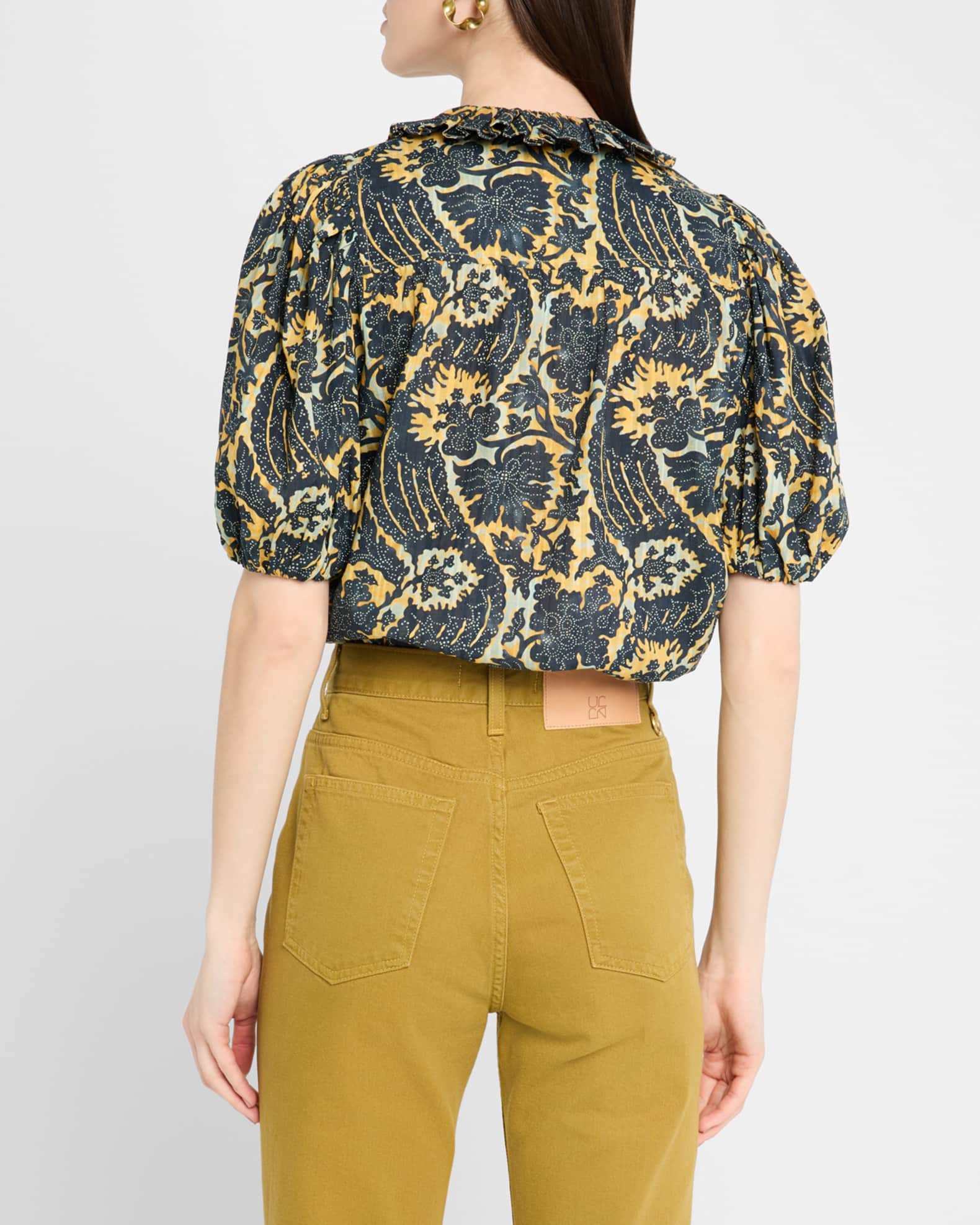 Ulla Johnson Amari Ruffle Short-Sleeve Blouse | Neiman Marcus