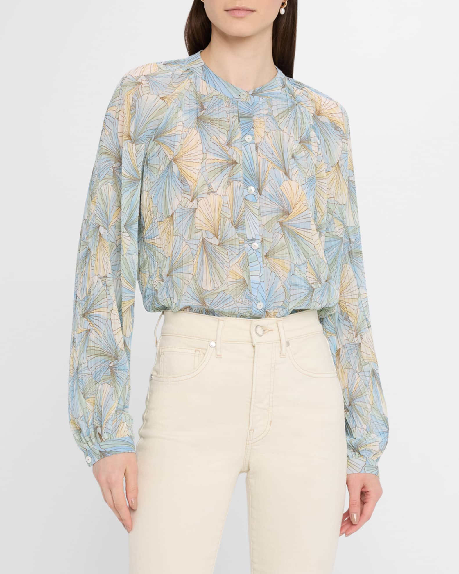 Veronica Beard Fennel Button-Front Blouse | Neiman Marcus
