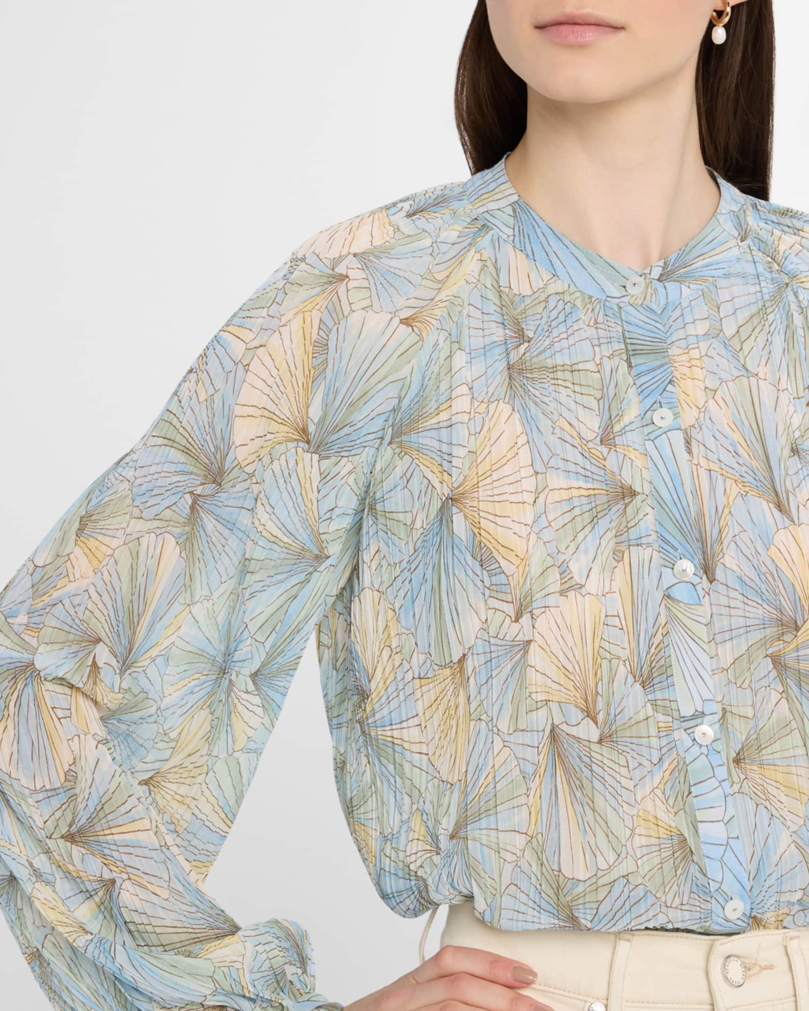 Veronica Beard Fennel Button-Front Blouse | Neiman Marcus