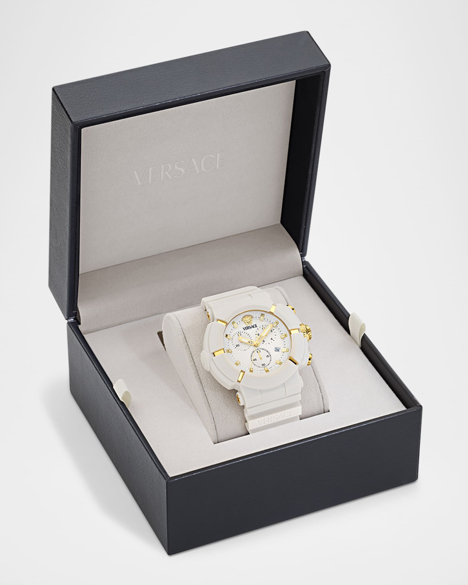 Versace Real Active Chrono 45MM White Ecoceramic Watch | Neiman Marcus