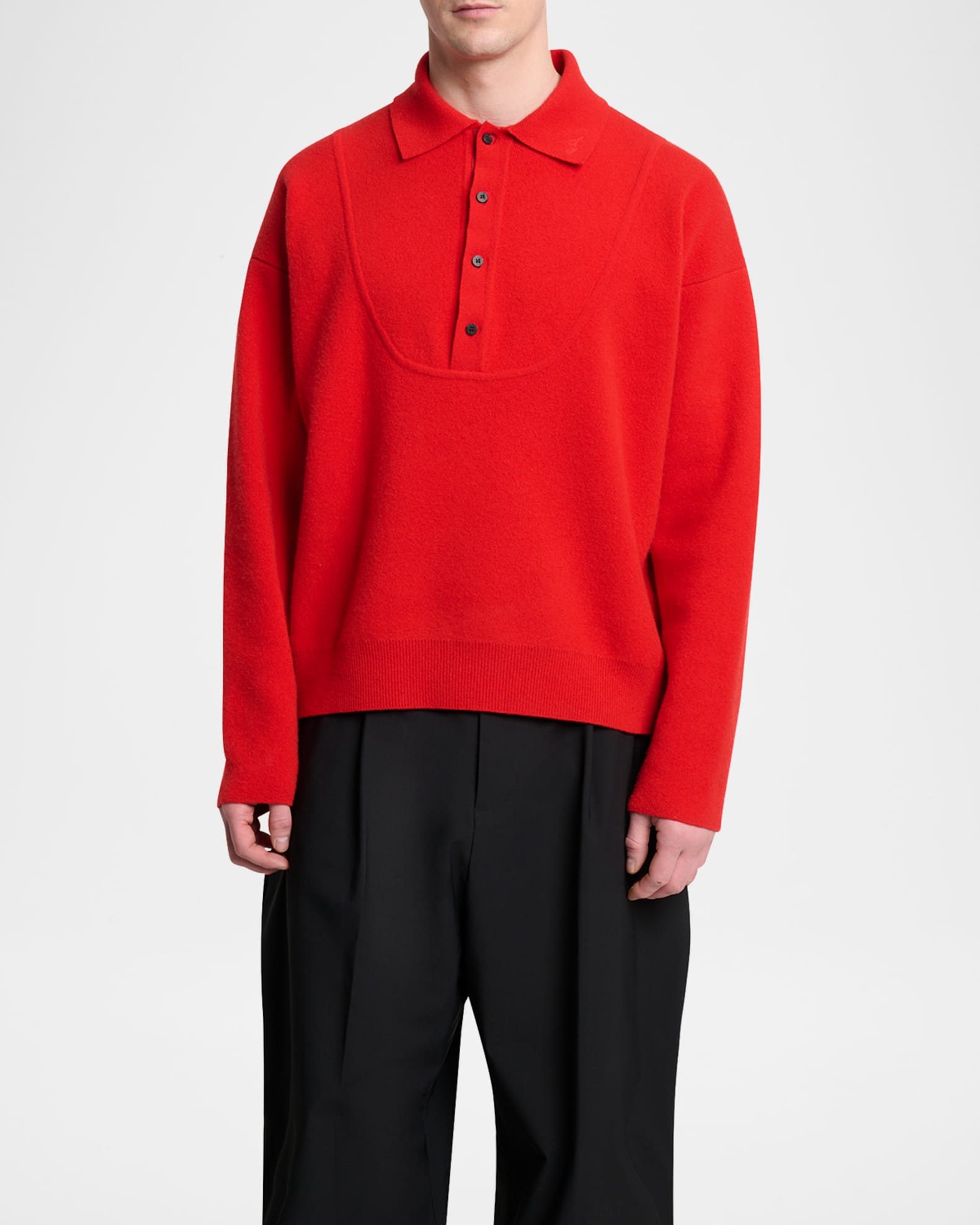Jacquemus Men's Doppio Wool and Nylon Cardigan | Neiman Marcus