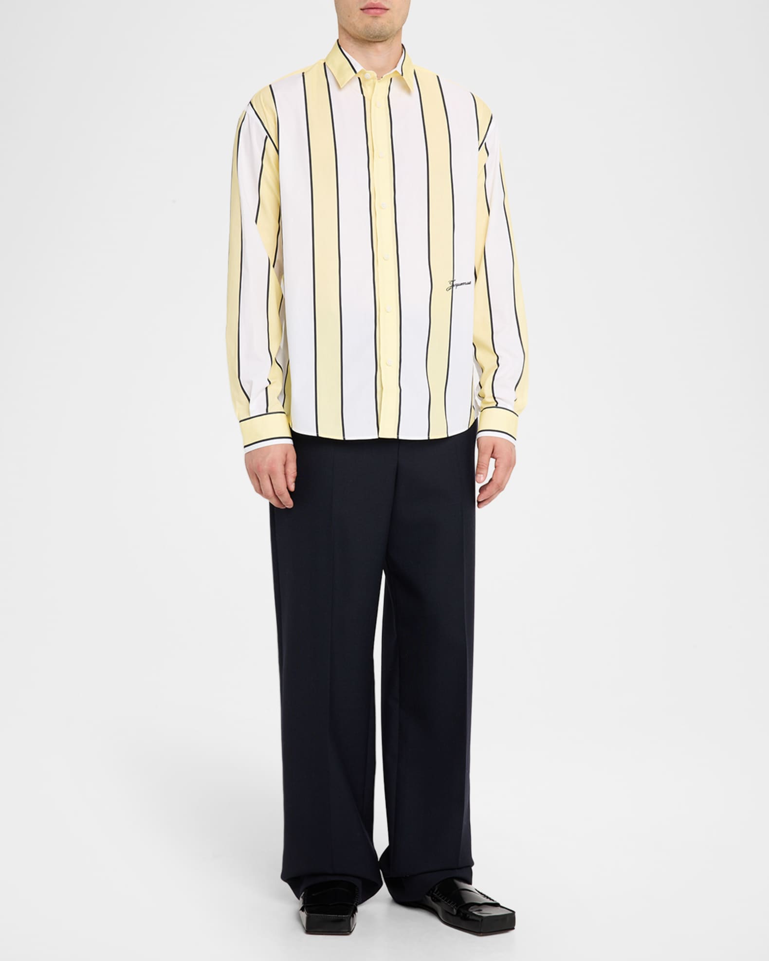 Jacquemus Men's Simon Stripe Cotton Sport Shirt | Neiman Marcus
