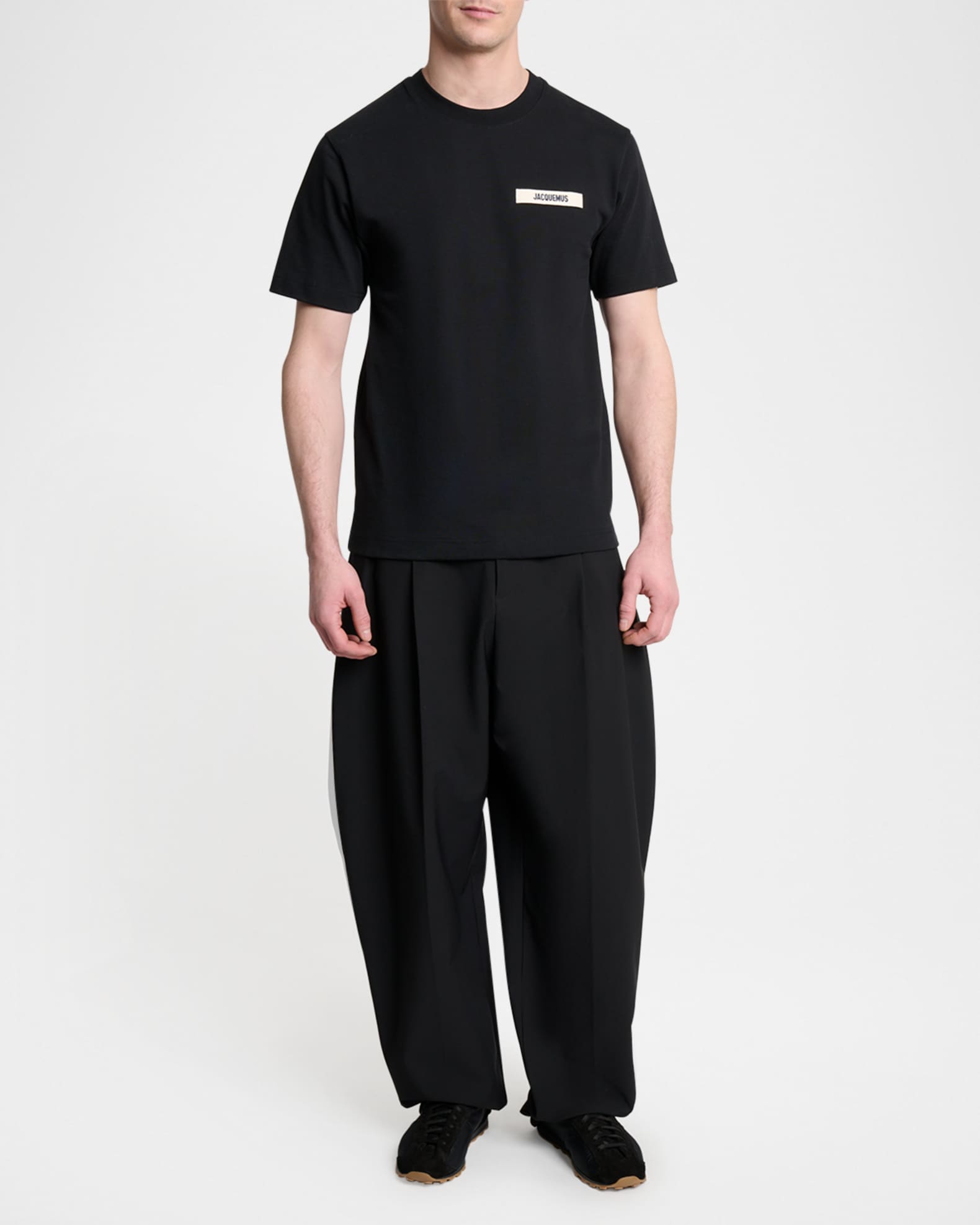 Jacquemus Men's Grosgrain Logo Crewneck T-Shirt | Neiman Marcus