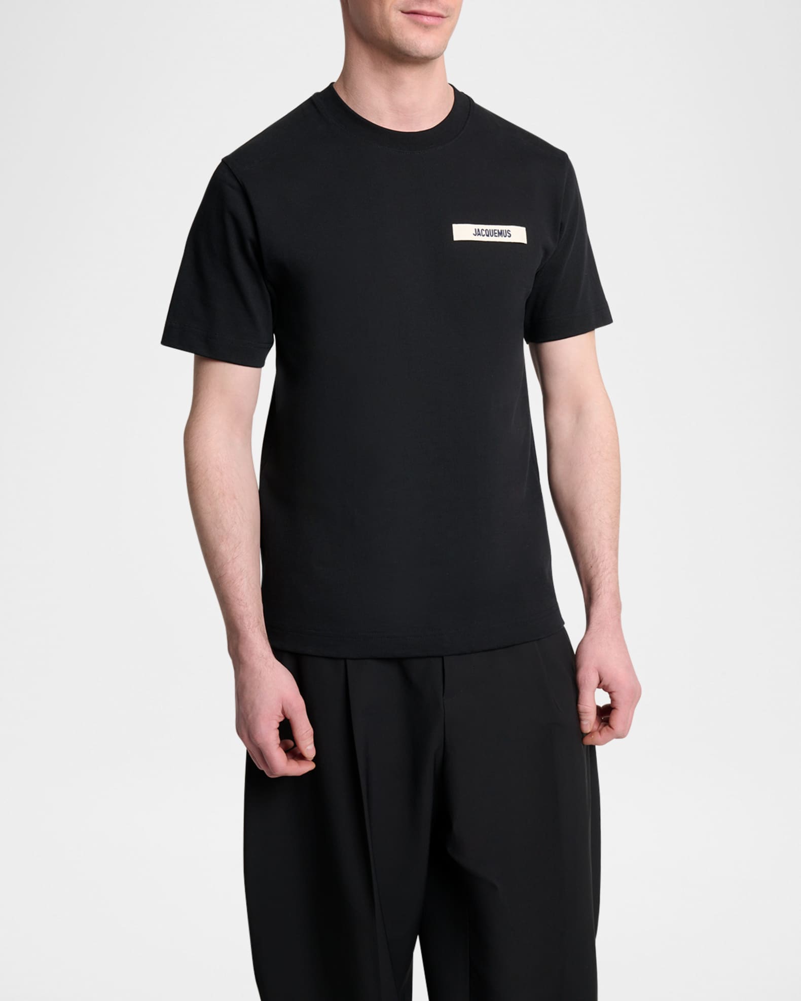 Jacquemus Men's Grosgrain Logo Crewneck T-Shirt | Neiman Marcus
