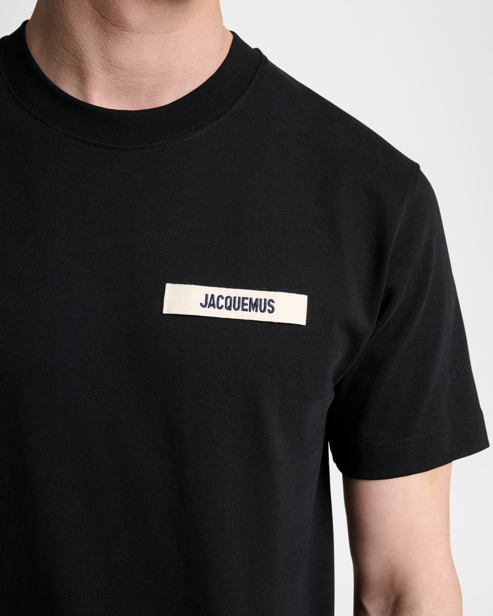 Jacquemus Men's Grosgrain Logo Crewneck T-Shirt | Neiman Marcus