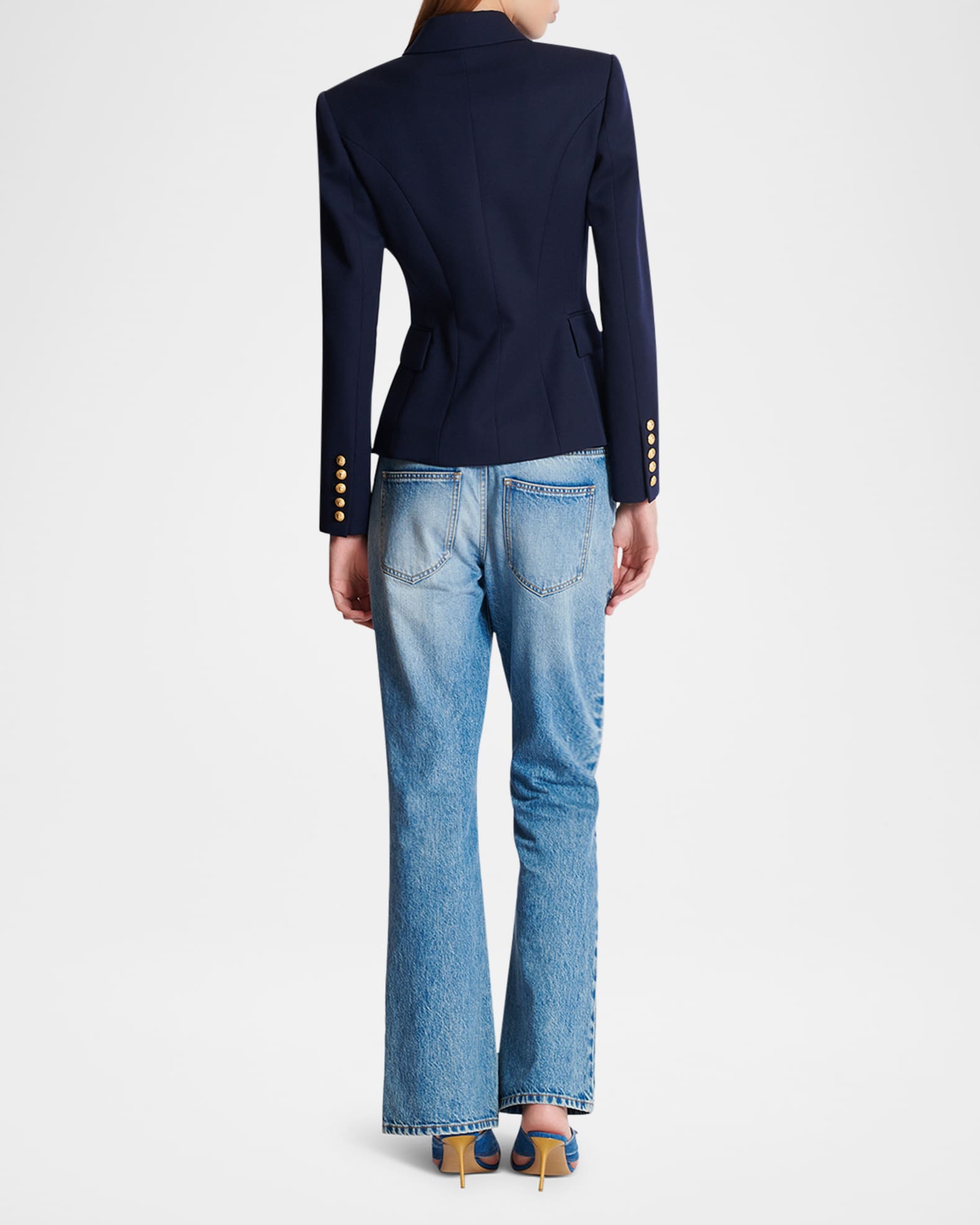 Balmain 6-Button Fitted Wool Jacket | Neiman Marcus