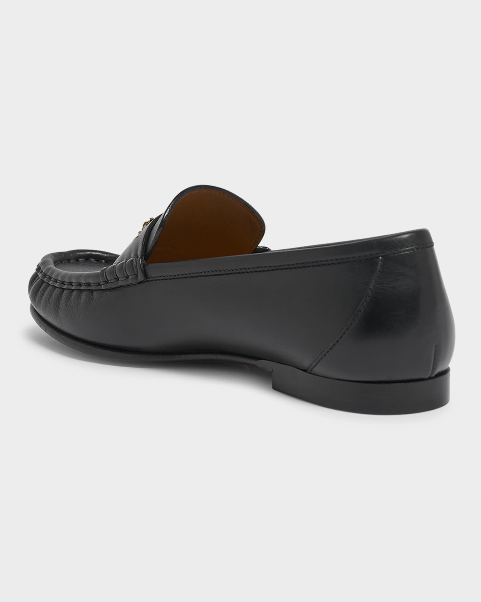 Chloe Leather Logo Chain Penny Loafers | Neiman Marcus