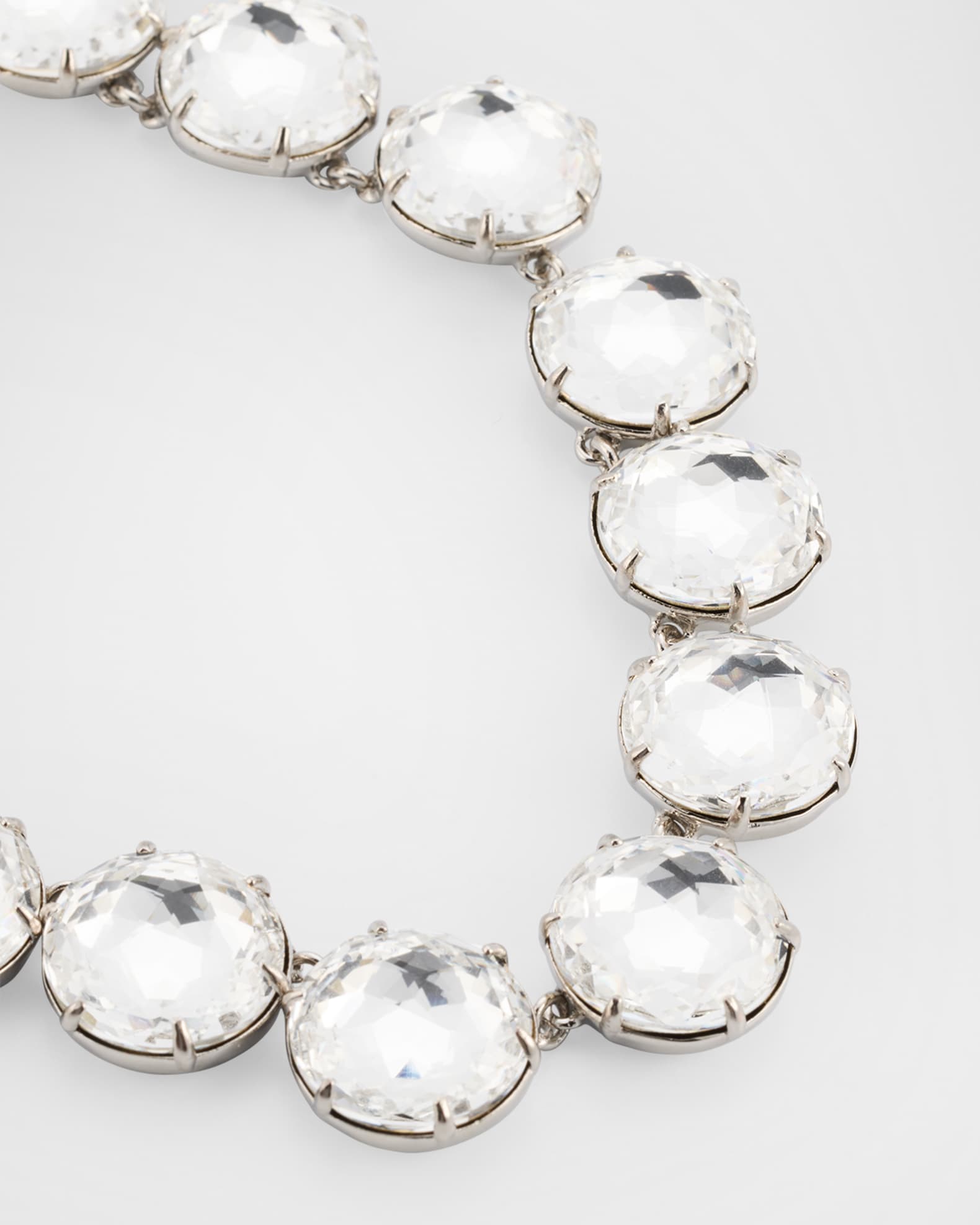 Oscar de la Renta Round Stone Necklace with Prongs, Silver | Neiman Marcus