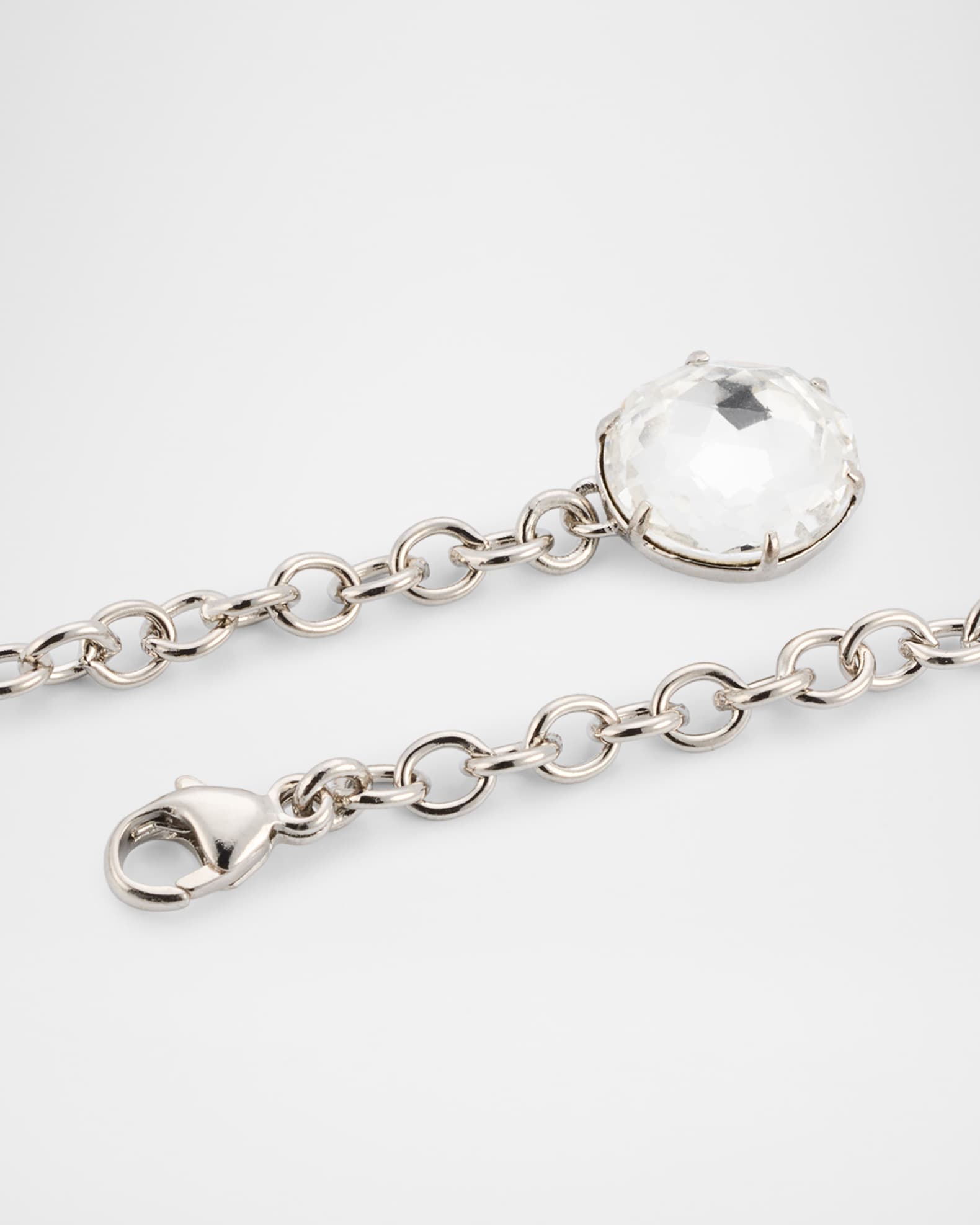 Oscar de la Renta Round Stone Necklace with Prongs, Silver | Neiman Marcus