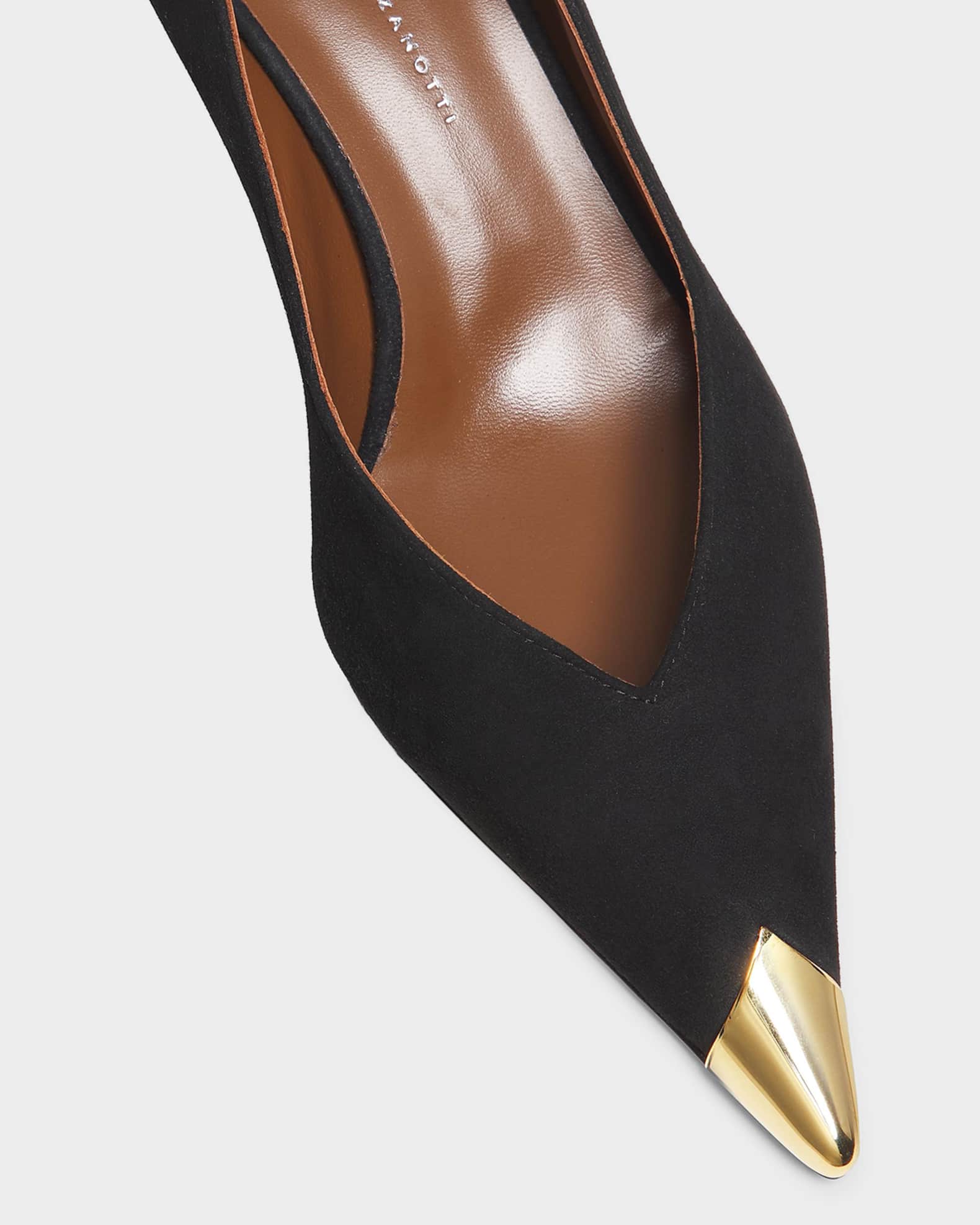 Giuseppe Zanotti Suede Golden Cap-Toe Pumps | Neiman Marcus