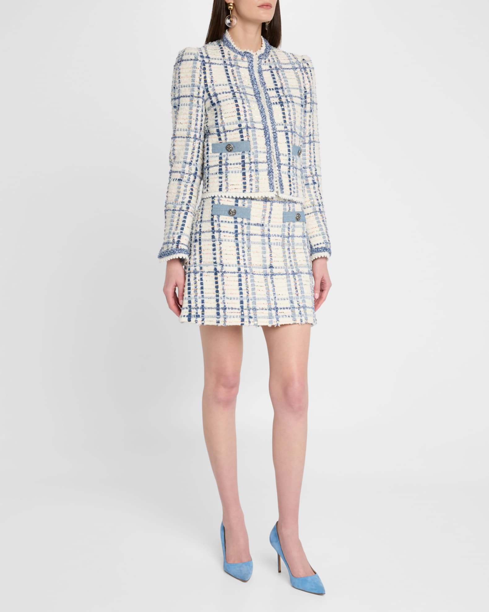 Maison Common Paillette Check Luxury Tweed Jacket | Neiman Marcus