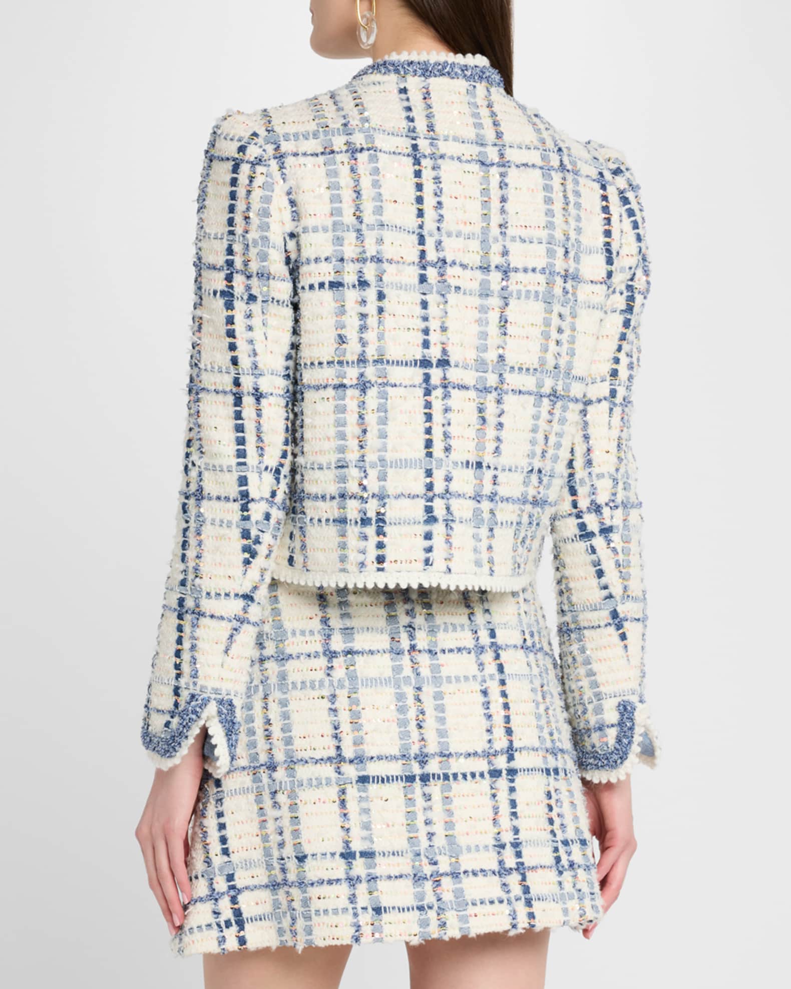 Maison Common Paillette Check Luxury Tweed Jacket | Neiman Marcus
