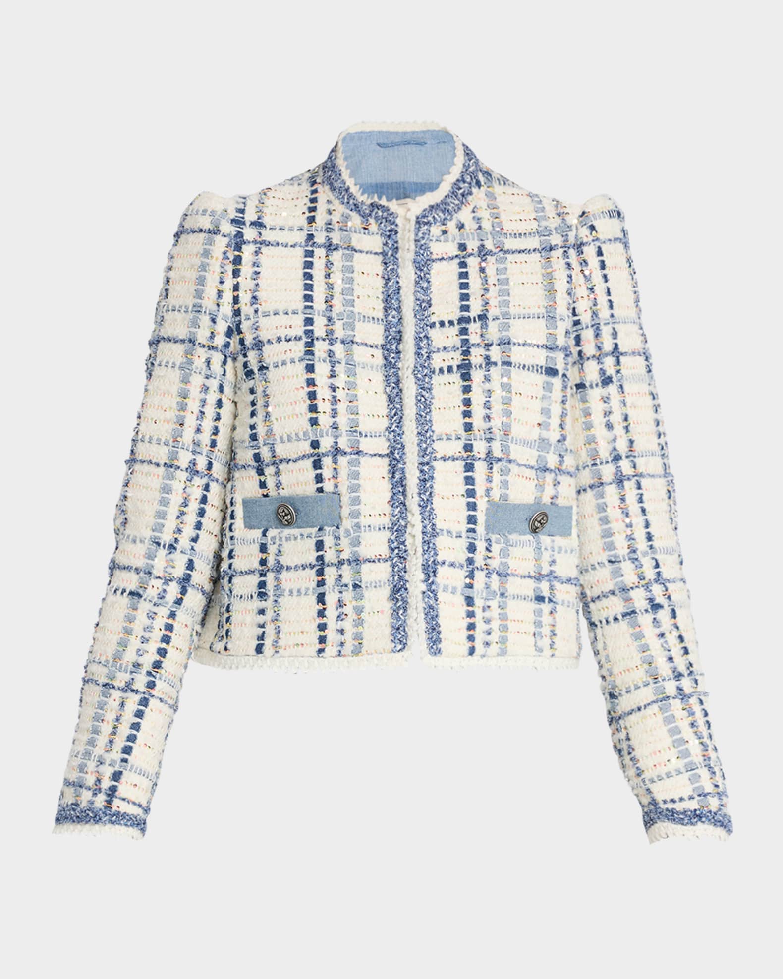 Maison Common Paillette Check Luxury Tweed Jacket | Neiman Marcus