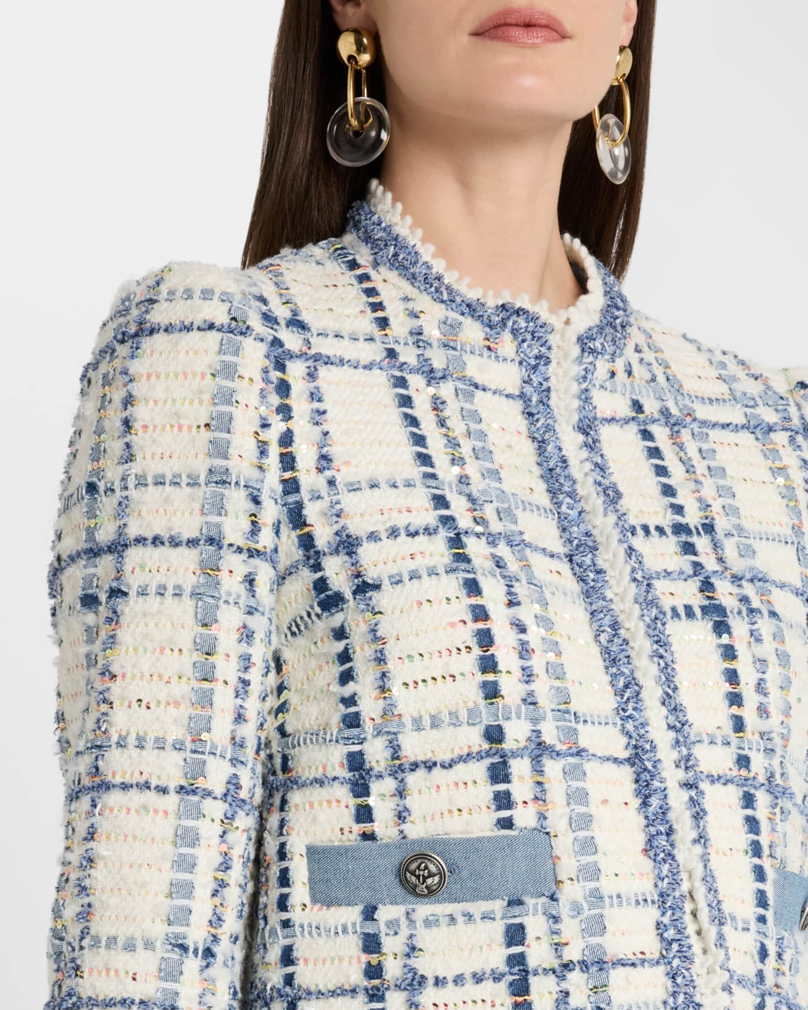 Maison Common Paillette Check Luxury Tweed Jacket | Neiman Marcus